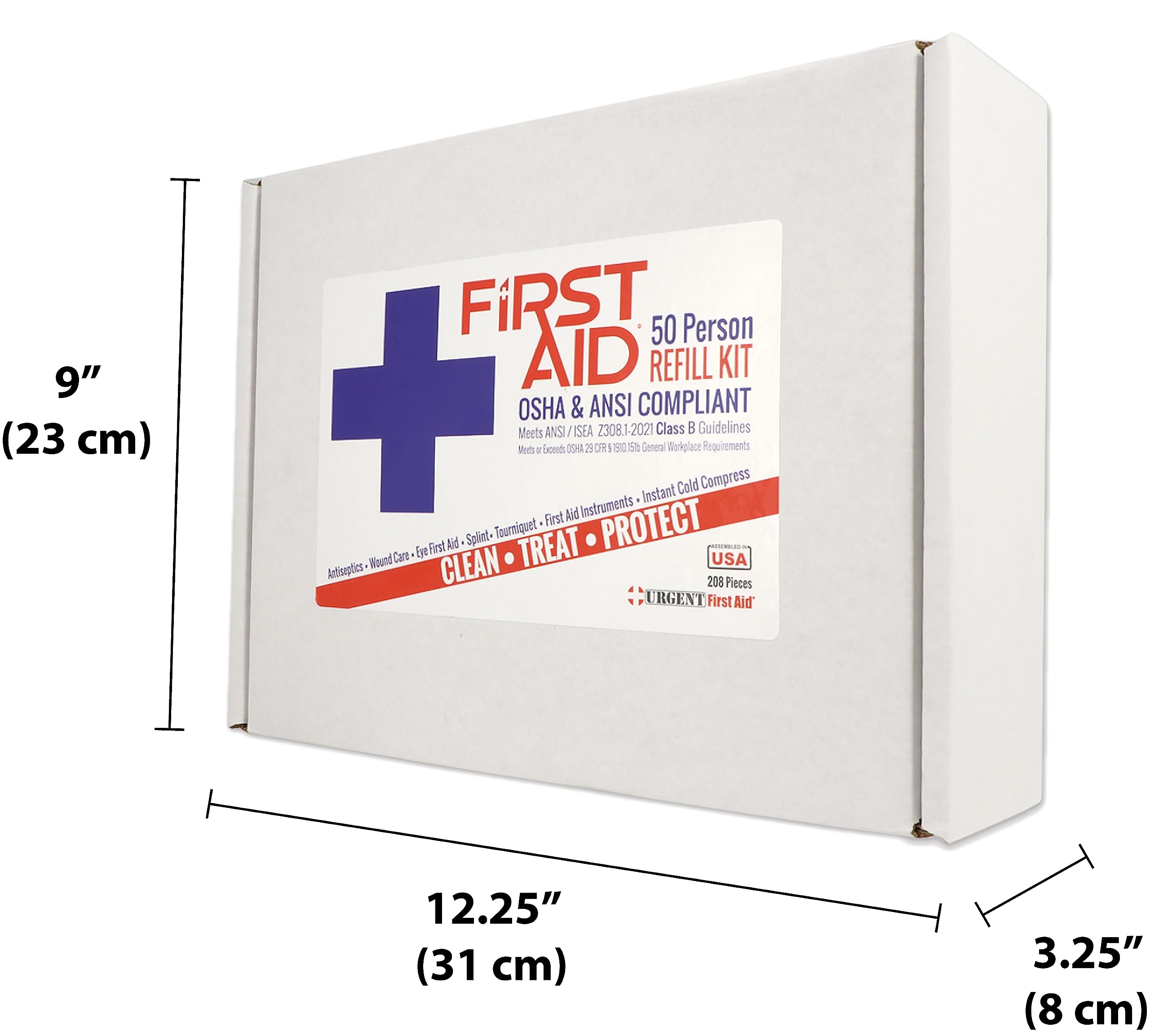 OSHA & ANSI First Aid Kit Refill/Upgrade, 50 Person, 208 Pieces, ANSI 2021 Class B - Includes Splint, Tourniquet, Tools, Single dose and More: Fill Your kit or use to Upgrade to Current regulations…
