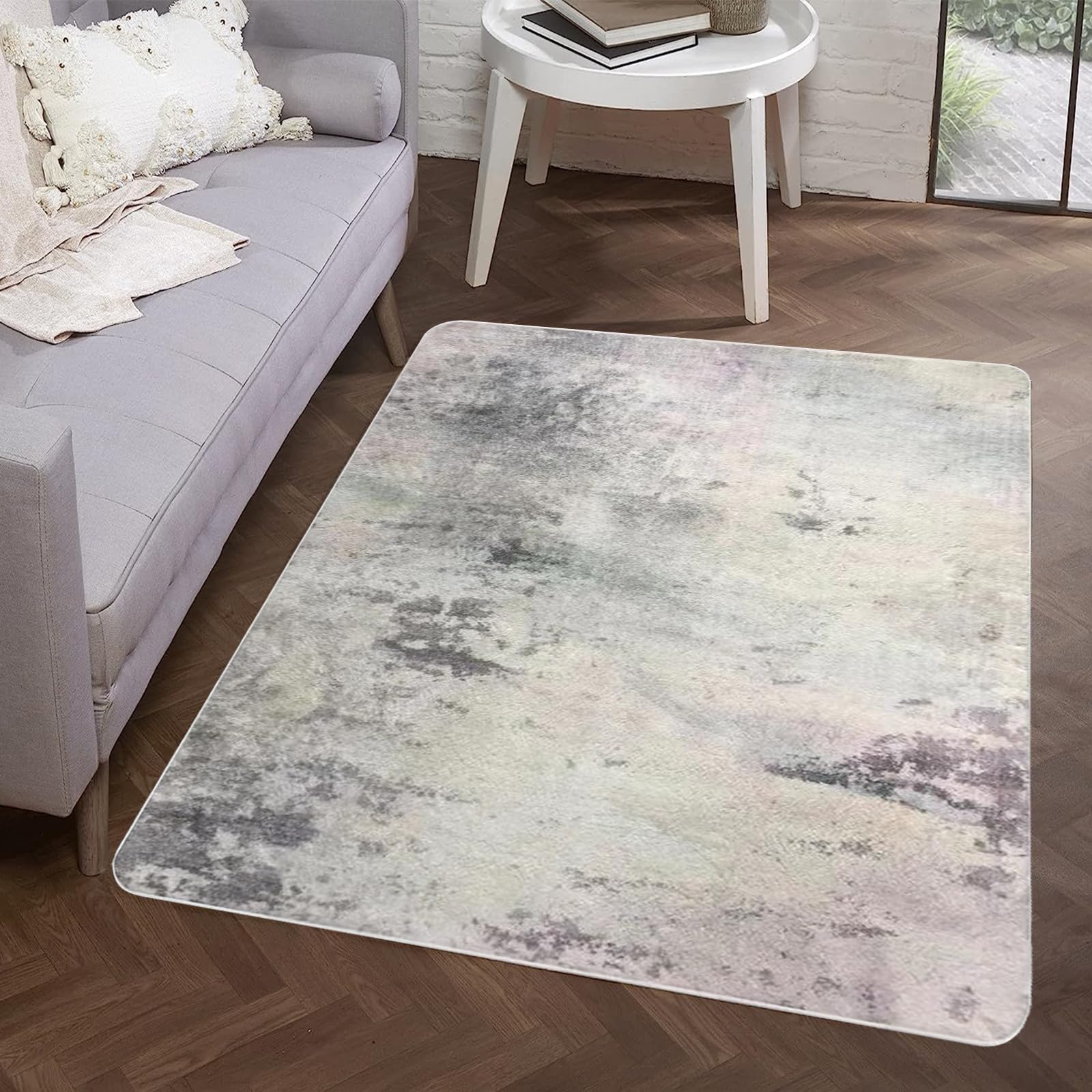 ASIinnsy Soft Abstract Area Rugs Non-Slip Carpet for Living Room Bedroom Dining Room Indoor Rugs Home Decor (Grey/Multi, 3.9' x 5.2')