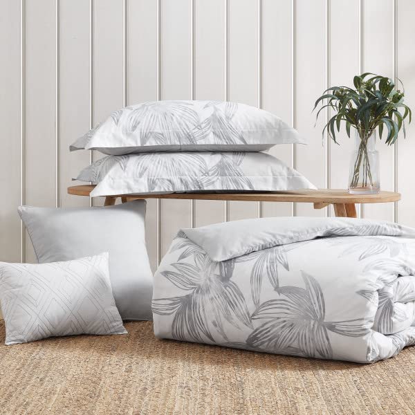 Tommy Bahama- King Duvet Cover Set, Reversible Cotton Bedding Set, Includes Matching Sham(s) with Bonus Throw Pillow Covers (Kayo Grey, King)