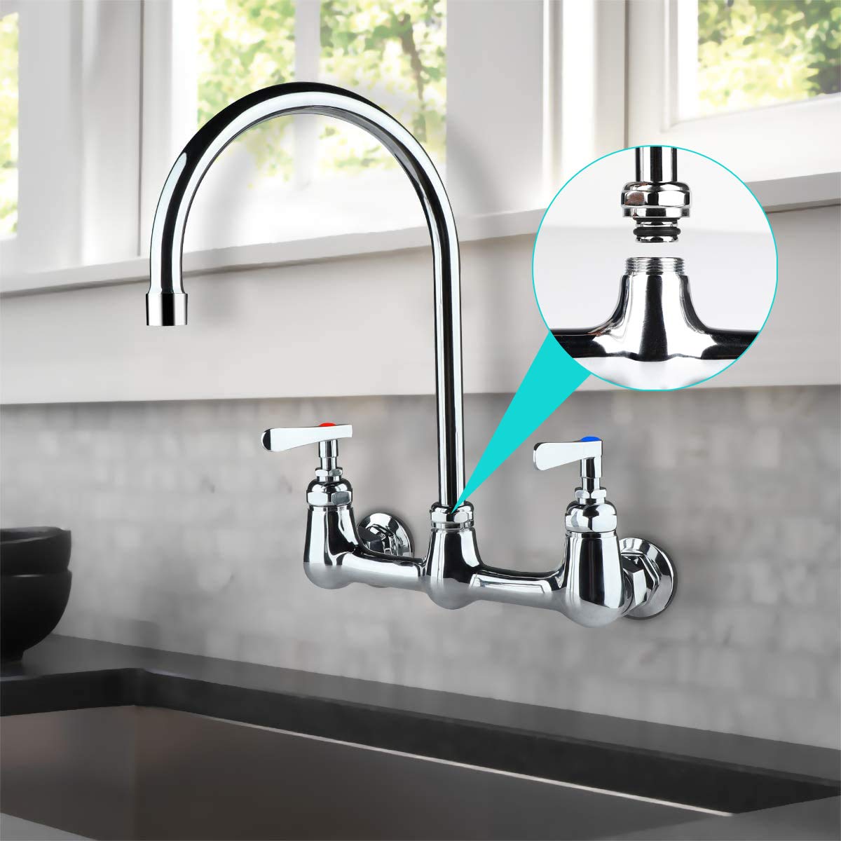 COOLWEST Swivel Gooseneck Spout 6 Inch Swing Swivel Spout Replacement Nozzle for Commercial Kitchen Sink Faucet, Brass Constructed, Chrome Finish