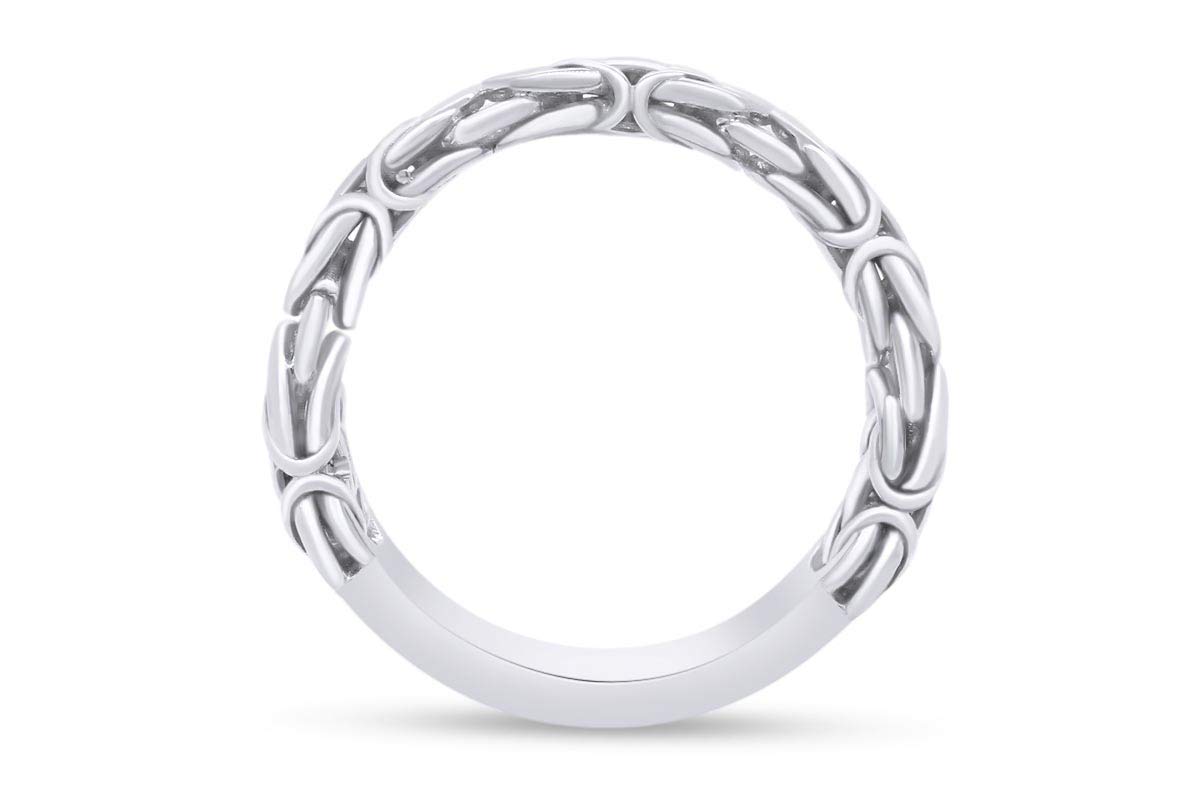 AFFY 14k White Gold Over Sterling Silver Byzantine Ring Jewelry For Engagement Wedding Anniversary Ring Size-8