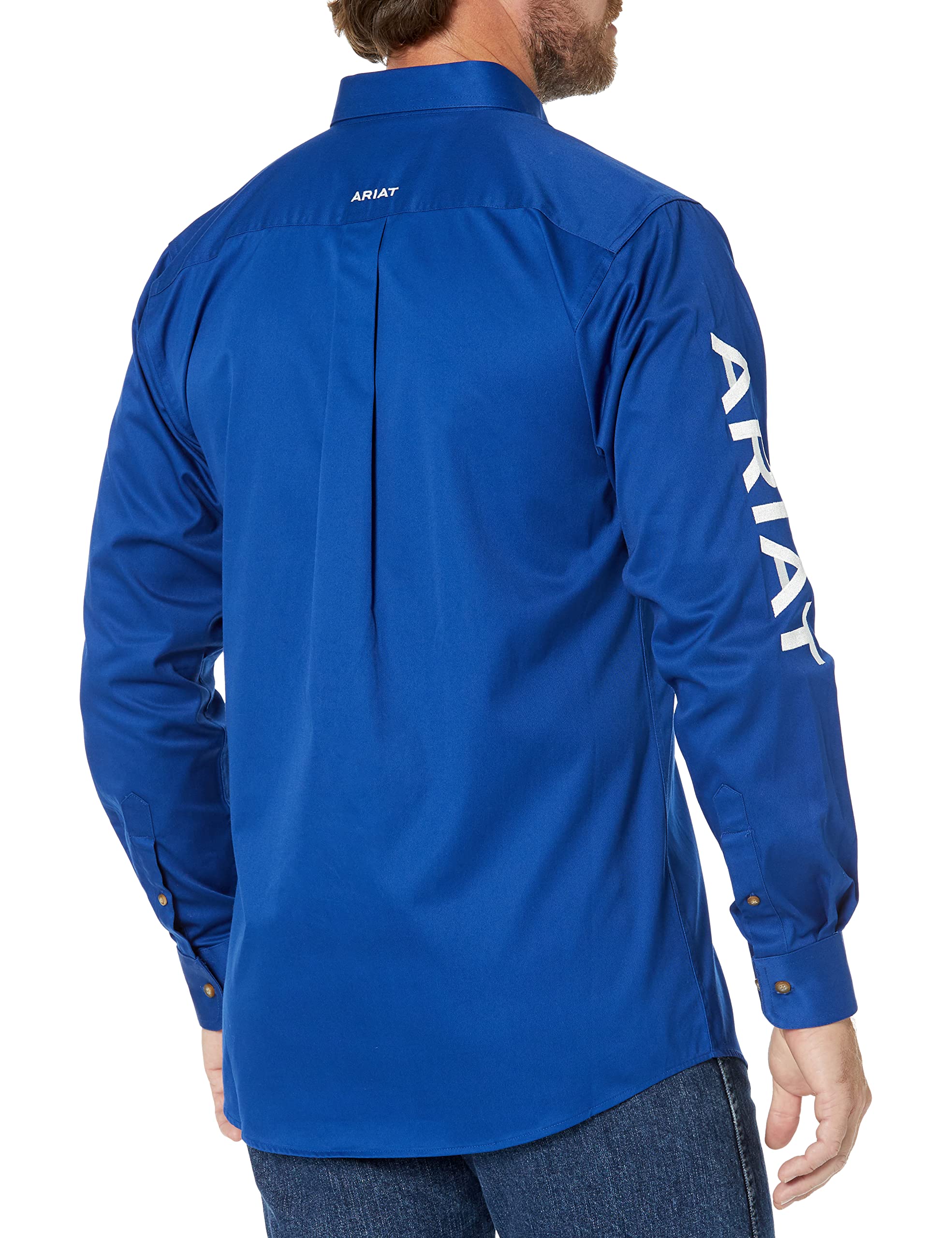 ARIAT Men's MNS Team Logo Twill FTD LS SHRT ULTM/WHT, Ultramarine/White, X-Large