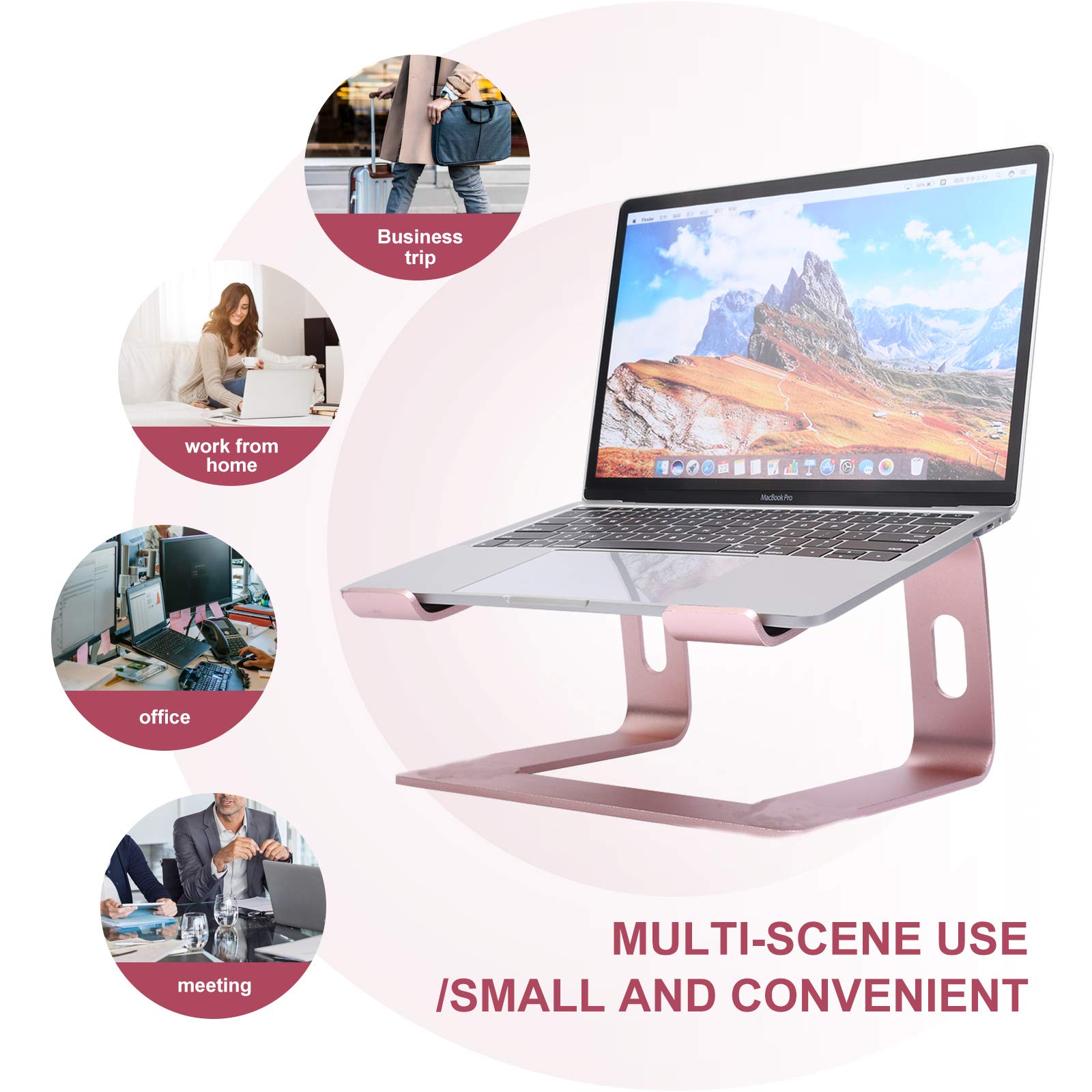 AMOTIE Laptop Desk Stand, Ergonomic Aluminum Laptops Elevator for Desk, Notebook Holder Stand Compatible with MacBook Pro/Air HP Lenovo Samsung Huawei ,All 10-15.6" Laptops,Pink Gold