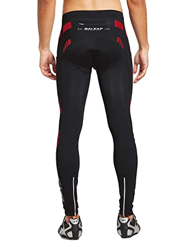 BALEAF Men's Bike Cycling Pants 4D Padded Bicycle Tights MTB Riding Leggings Zipper Pockets Quick Dry Red XL