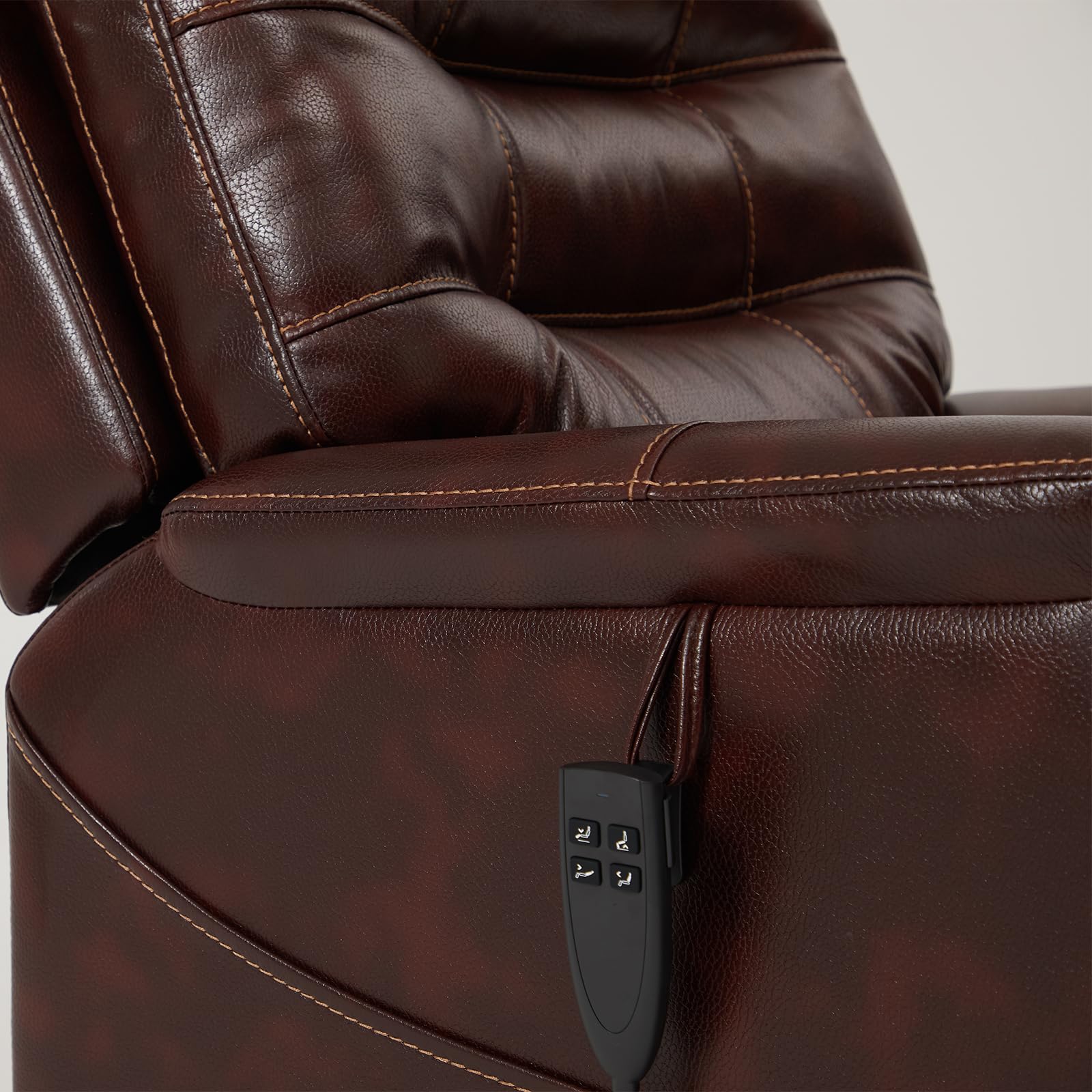 ASIMIL Large Power Lift Chairs Recliners for Elderly Dual OKIN Motor Infinite Position Ergonomics Sofa Lays Flat Chair,Hidden Cup Holder(Faux Leather,Red Brown
