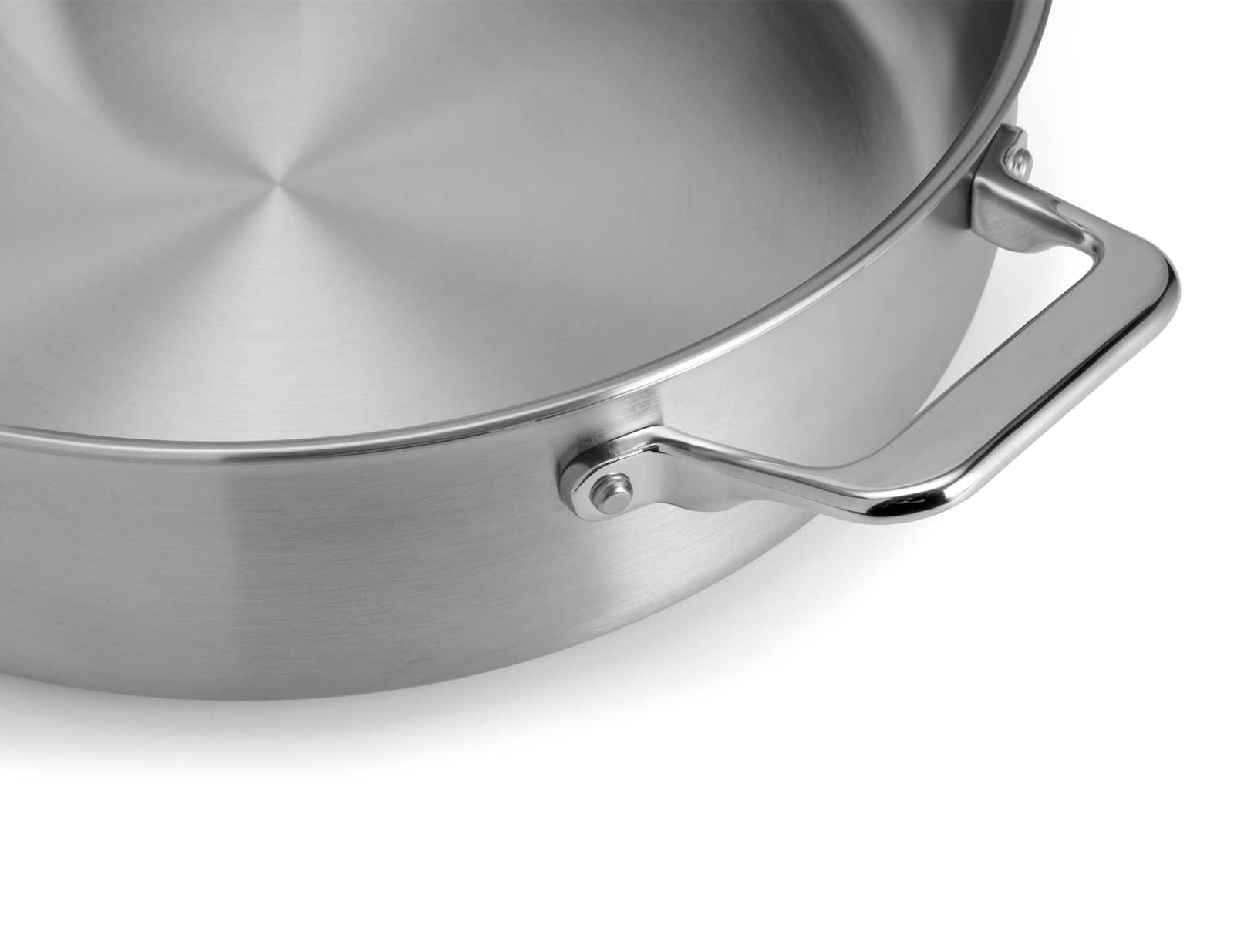 Misen 6 Quart Stainless Steel Rondeau Pot with Lid - 5-Ply Steel Braiser Pan with Handles