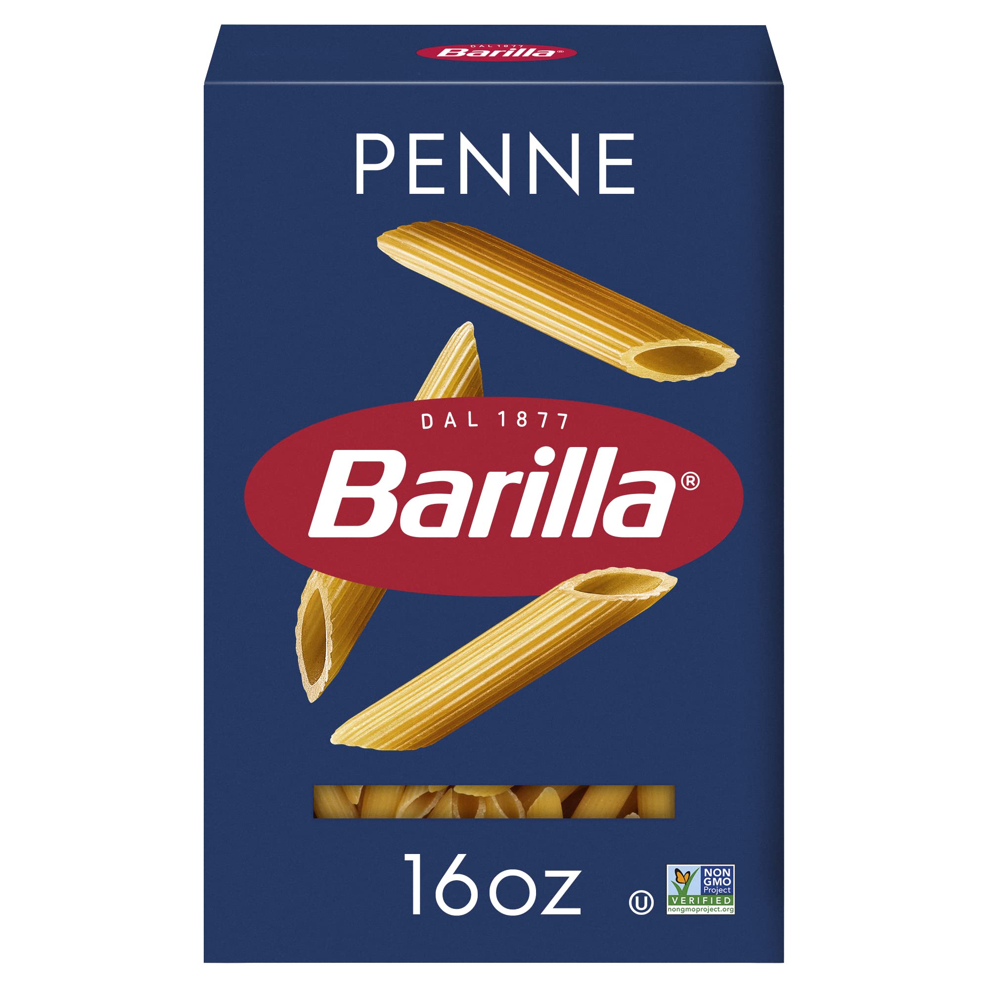 Barilla Penne Pasta, 16 oz. Box - Non-GMO Pasta Made with Durum Wheat Semolina - Kosher Certified Pasta