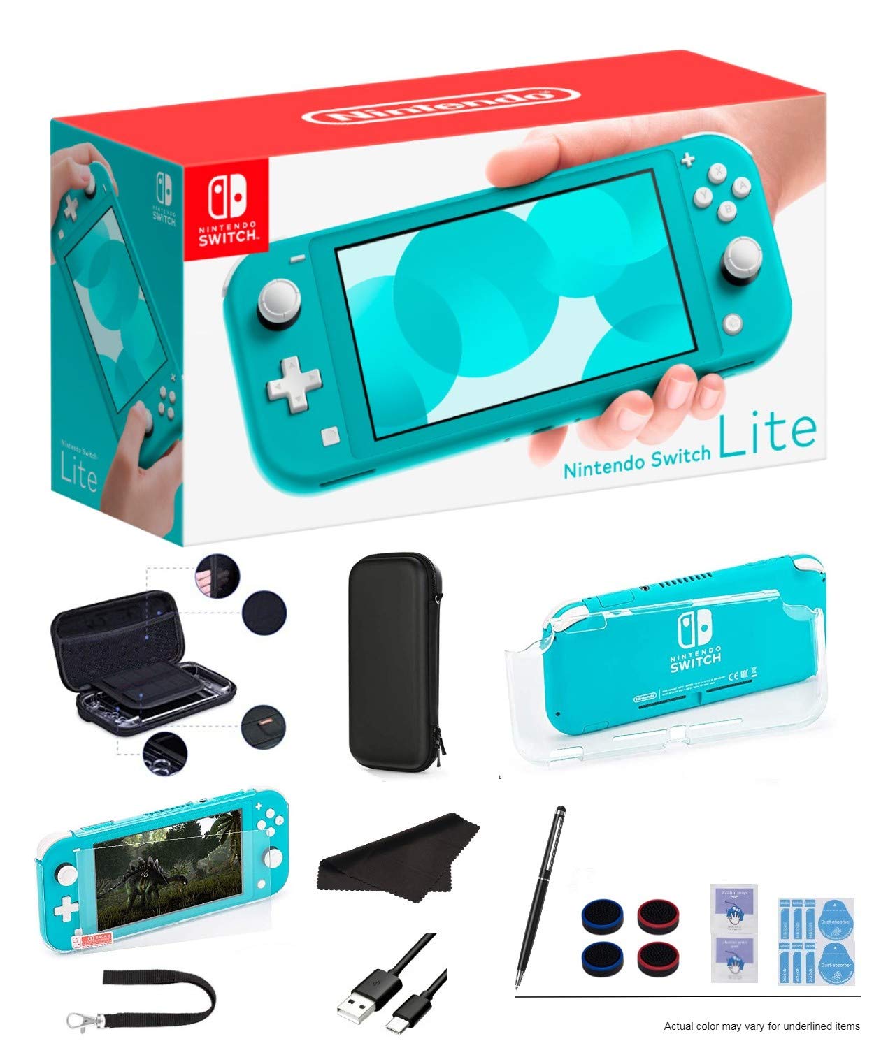 GALLIUMPI Newest Nintendo Switch Lite - Turquoise Game Console, 5.5” LCD Touch 1280x720 Screen, Built-in +Control Pad, WiFi, Bluetooth 10-in-1 Bundle
