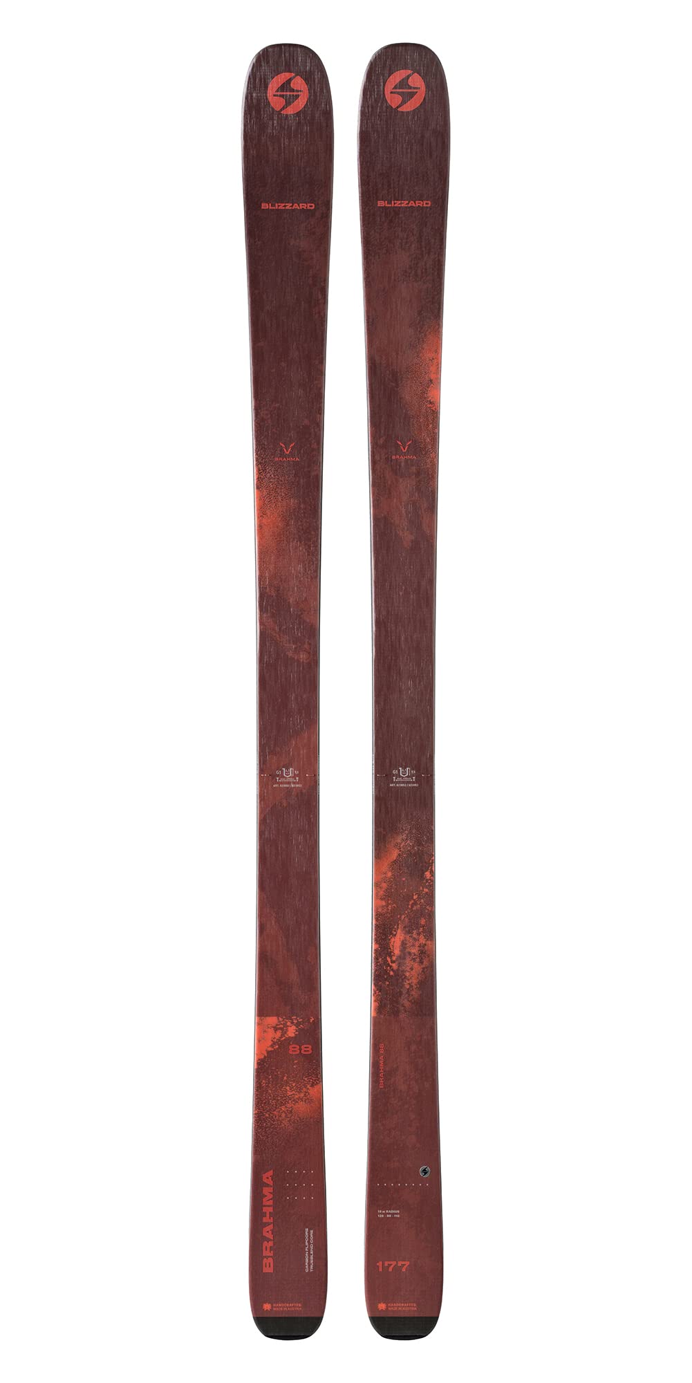 Blizzard Men's 8A225200001 Brahma 88 All-Mountain Freeride Red Skis (Bindings Not Included), Size 177