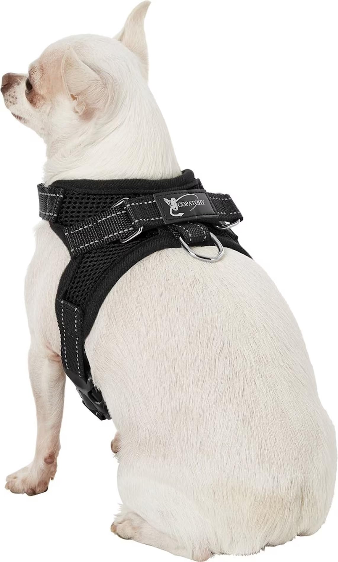 Copatchy Dog Harness Small Sized Dogs - All Weather Mesh overhead adjustable no pull Vest Puppy reflective Harness with handle for Extra Small and Small Dogs by Copatchy - Harness (Black) X-Small