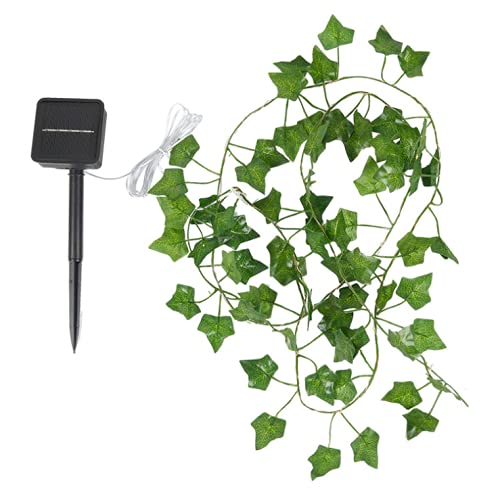 LED String Light Wedding Party Home Garden Bedroom Outdoor Indoor Wall Decorations(Solar String Lights)(Green Leaf Rattan Copper Wire lamp) (6.5 Feet)