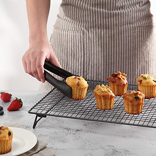 Asixxsix Cooling Rack, 17 x 11 Inches Oven and Dishwasher Safe Baking Rack, High Temperature Resistant Wire Rack with Small Mesh for Cooking, Roasting, Grilling, Dripping Dish, Fits Pans (Black)