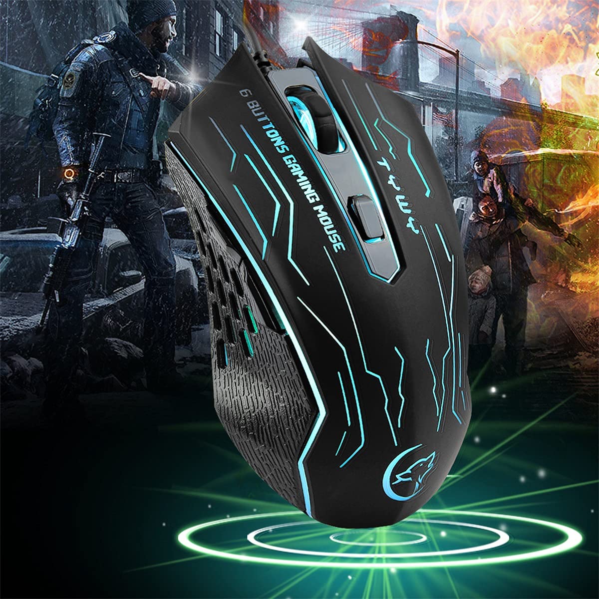 ASDASD Wired Gaming Mouse, Colorful Luminous Mouse, 6 Buttons, Computer USB Mouse Up to 3200 DPI, Suitable for Desktop and Laptop Game Players and Work