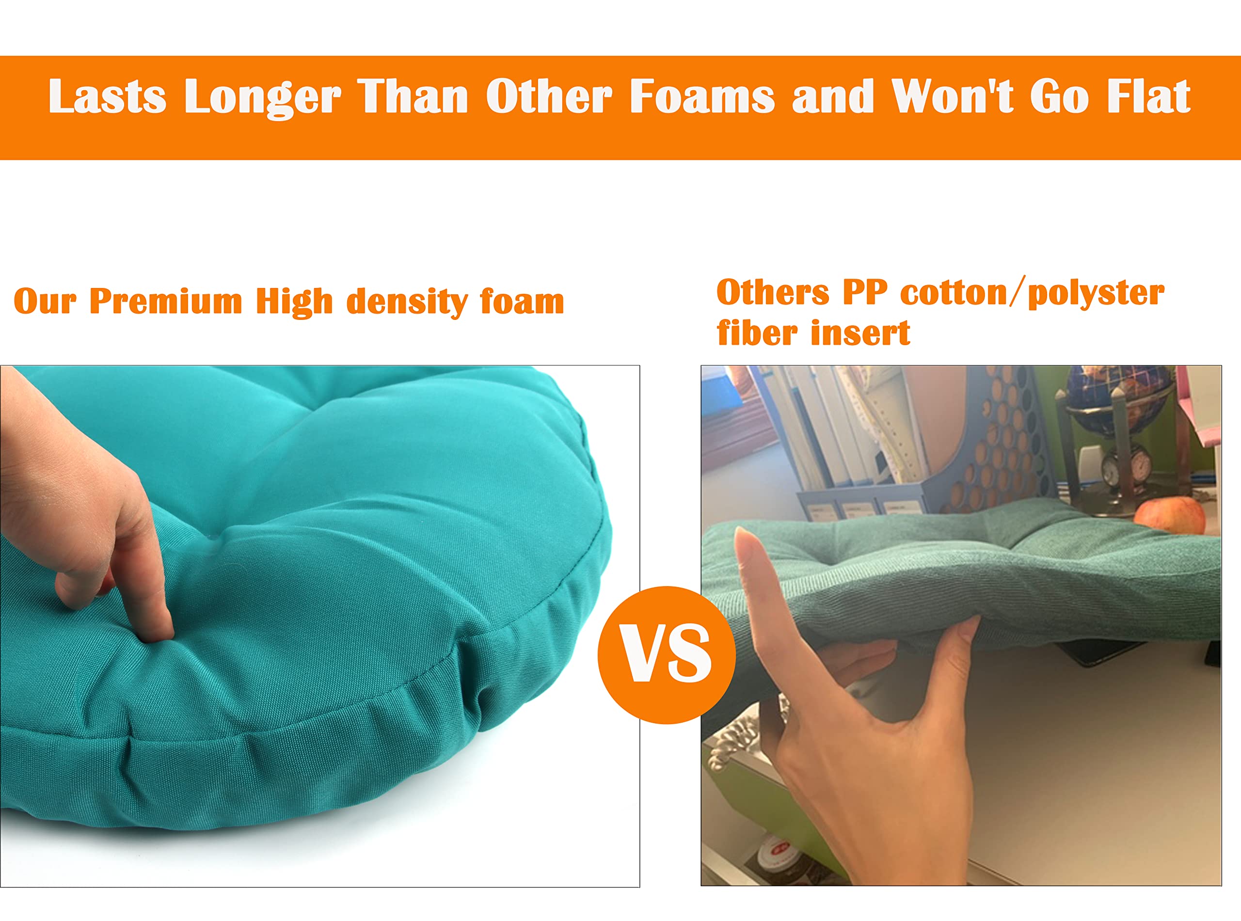 Leeymoo Square Outdoor/Indoor Seat Cushion 20x20, 2 Pack Tufted Patio Furniture Chair Pads with Thick Form Filled