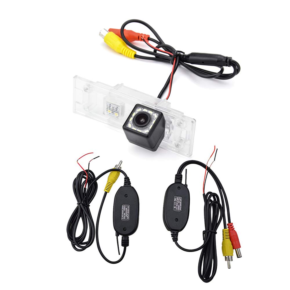 aSATAH 2.4G Wireless Car Rear View Camera for BMW E81 E87 E87N M1 F20 F21/ BMW M6 E63 E64 E64N F12 F13 F06/ Z4 E85 E86 E89 & Waterproof and Shockproof Reversing Backup Camera (12 LED)