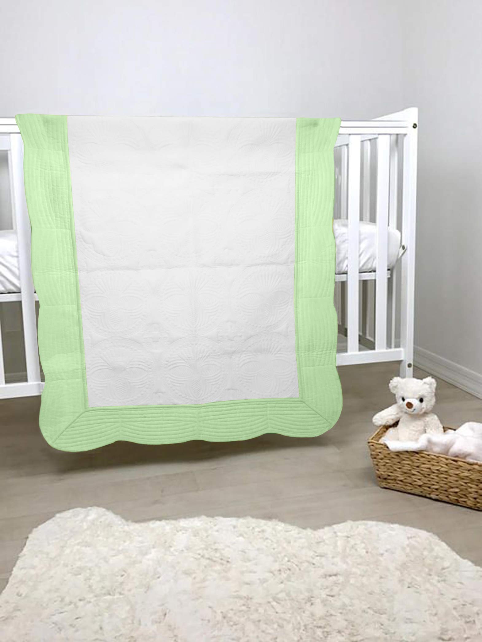 Oussum Lightweight Cotton Embossed Quilted Baby Toddler Blanket Newborn Winter Sleeping Quilt 35x45 Inches (Green)