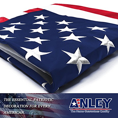 ANLEY EverStrong Series American US Flag 5x8 Foot Heavy Duty Nylon - Embroidered Stars and Sewn Stripes - 4 Rows of Lock Stitching - USA Banner Flags with Brass Grommets 5 X 8 Ft