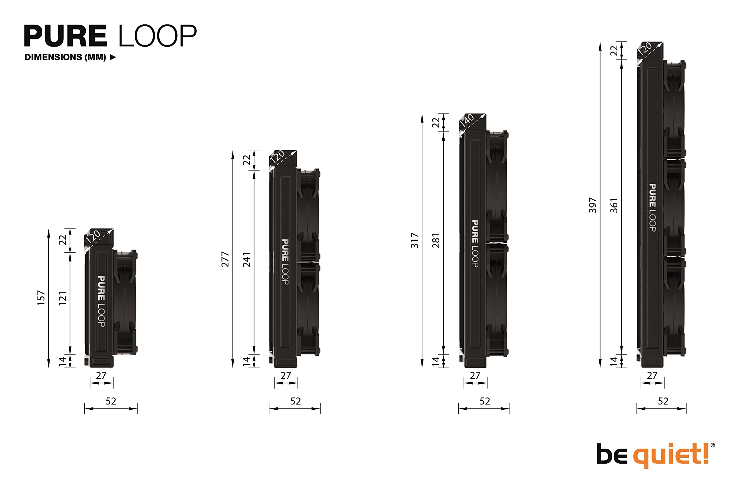 be quiet! Pure Loop 360mm All-in-One Water Cooling System | Intel 1700 1200 2066 1150 1151 1155 2011 Square ILM | AMD4 AMD5 | BW008