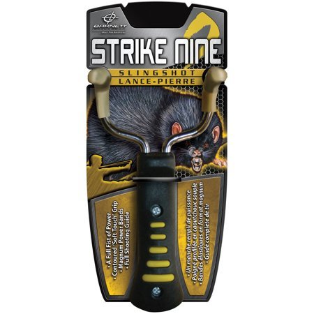 BARNETT Archery Strike Nine Slingshot, Pocket-Sized Slingshot with Standard Power Bands, Black/Yellow, Multi, One Size