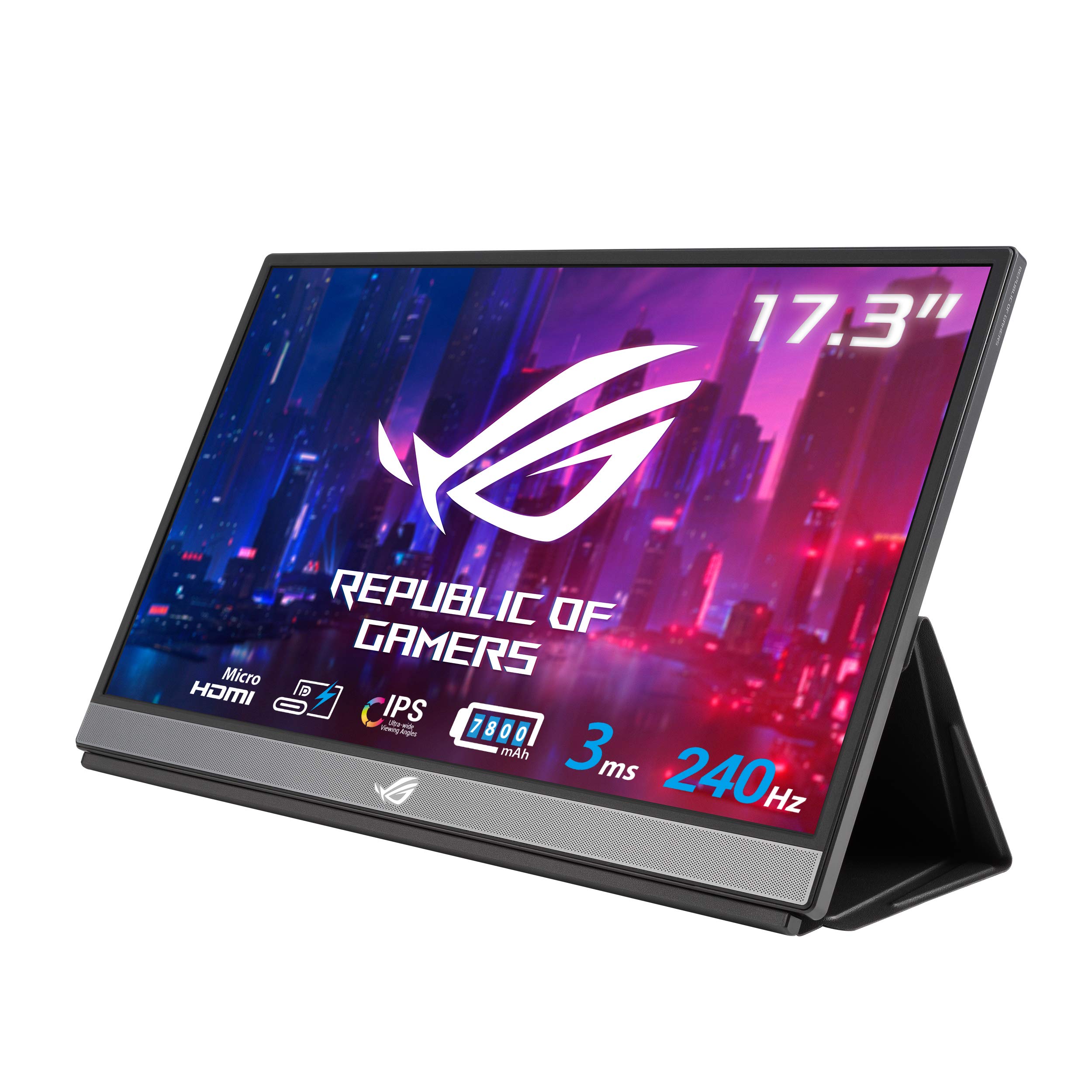 ASUS ROG Strix XG17AHPE 17.3ā Portable Gaming Monitor, 1080P Full HD (1920 x 1080), IPS, 240Hz, Adaptive-Sync, Eye Care, Micro-HDMI USB-C, 3 Hour Battery Life,BLACK (Renewed)