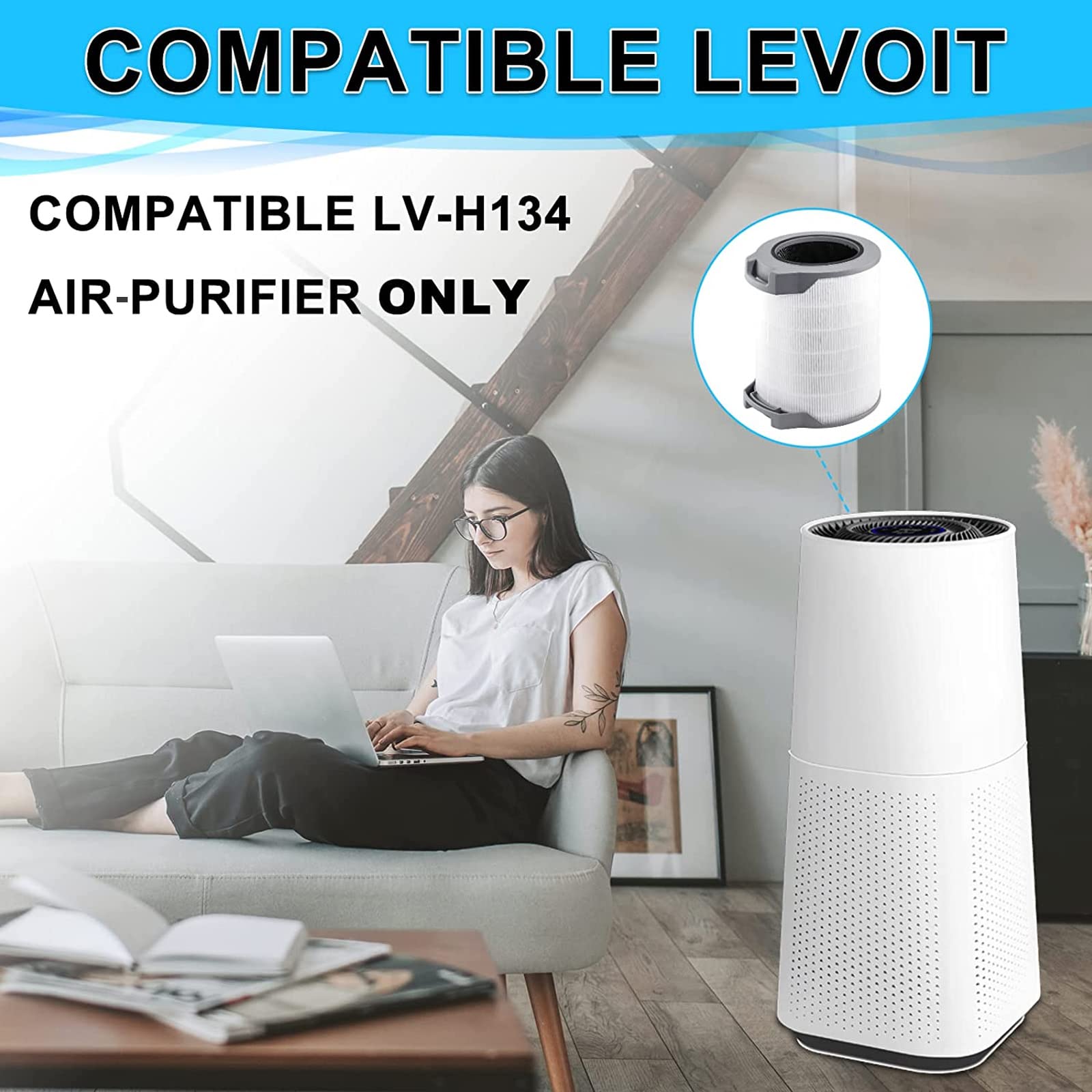 LV-H134 H13 True HEPA Filter Replacement for Levoit LV-H134 Purifier