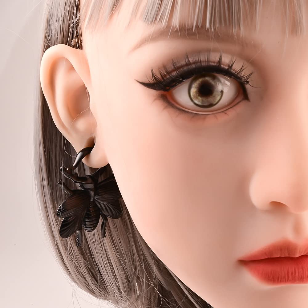 Atomhole 2PCS Bee Ear Weight Hanger for Stretchched Ears Heavy Dangle Gauge for Ears Plugs Tunnels For Women Men (6mm(2G), Black)