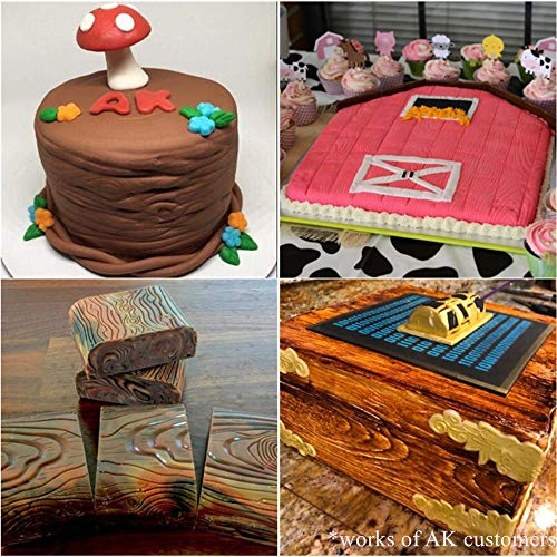 AK ART KITCHENWARE Woodgrain Fondant Impression Mat Silicone Cake Lace Mold Cake Texture Mat Pink BLM-23
