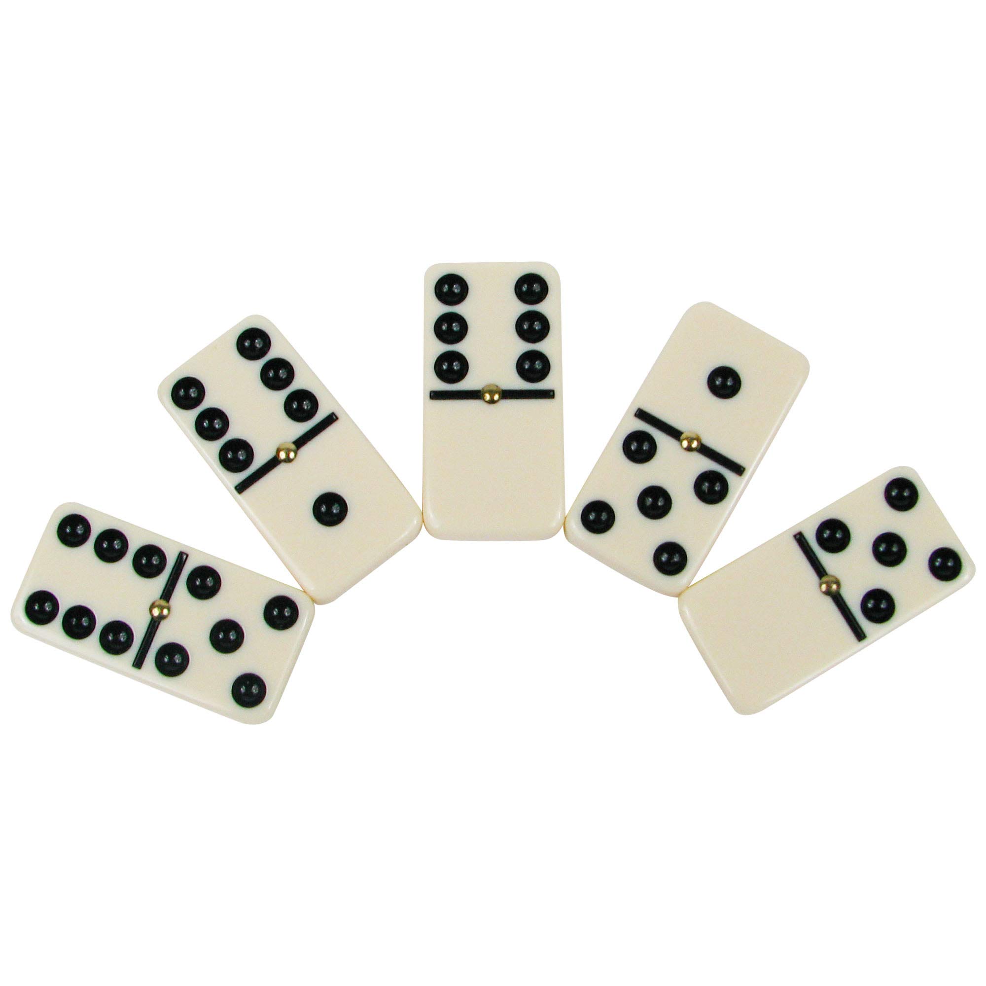 Dominoes Set- 28 Piece Double-Six Ivory Domino Tiles Set, Classic Numbers Table Game with Wooden Carrying/Storage Case by Hey! Play! (2-4 Players) , Brown