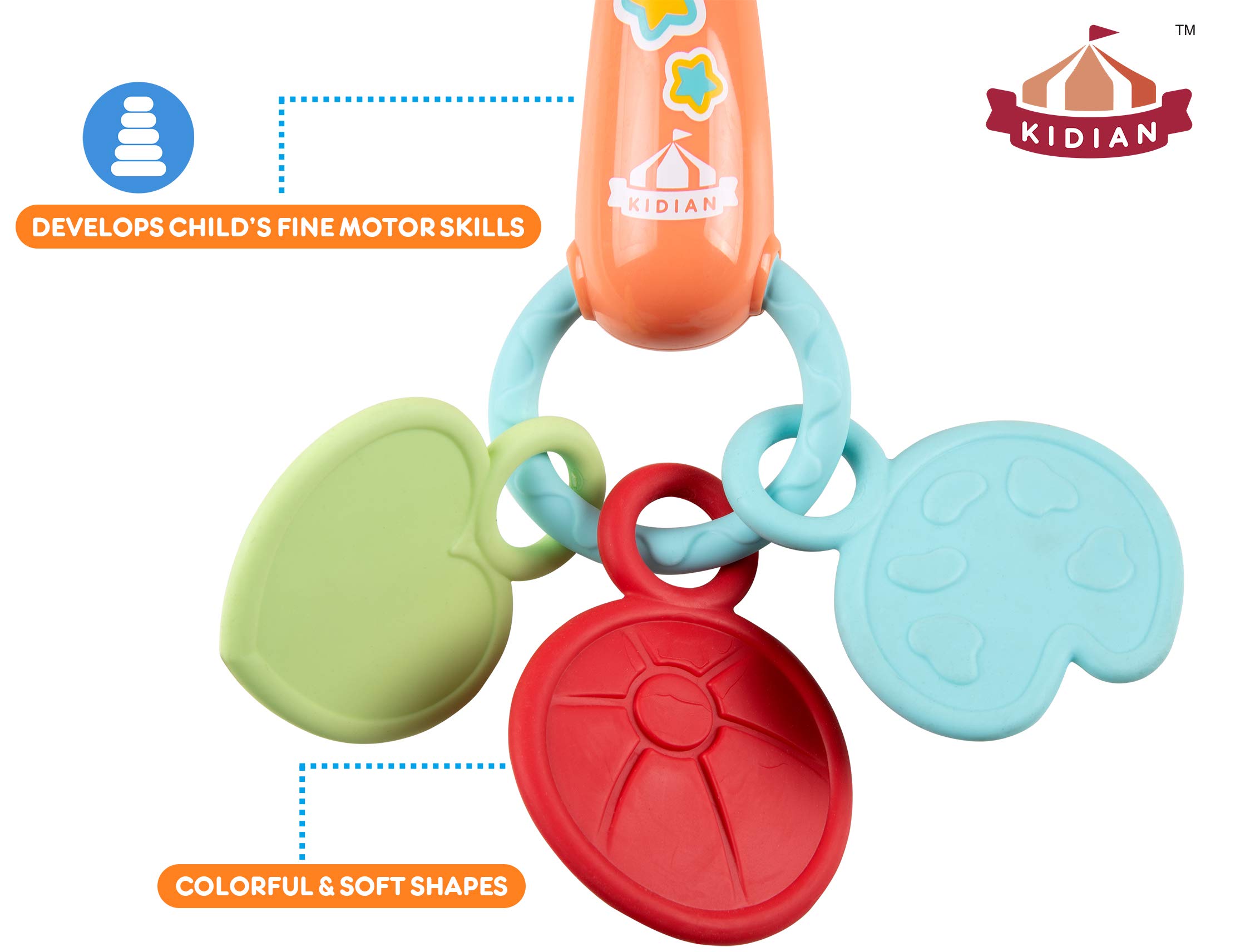 Kidian Baby Rattle - Shake and Jam Rattle - Baby Rattle and Teether Toy, Infant Rattle for 6 Months and Up by Flybar (Monkey)