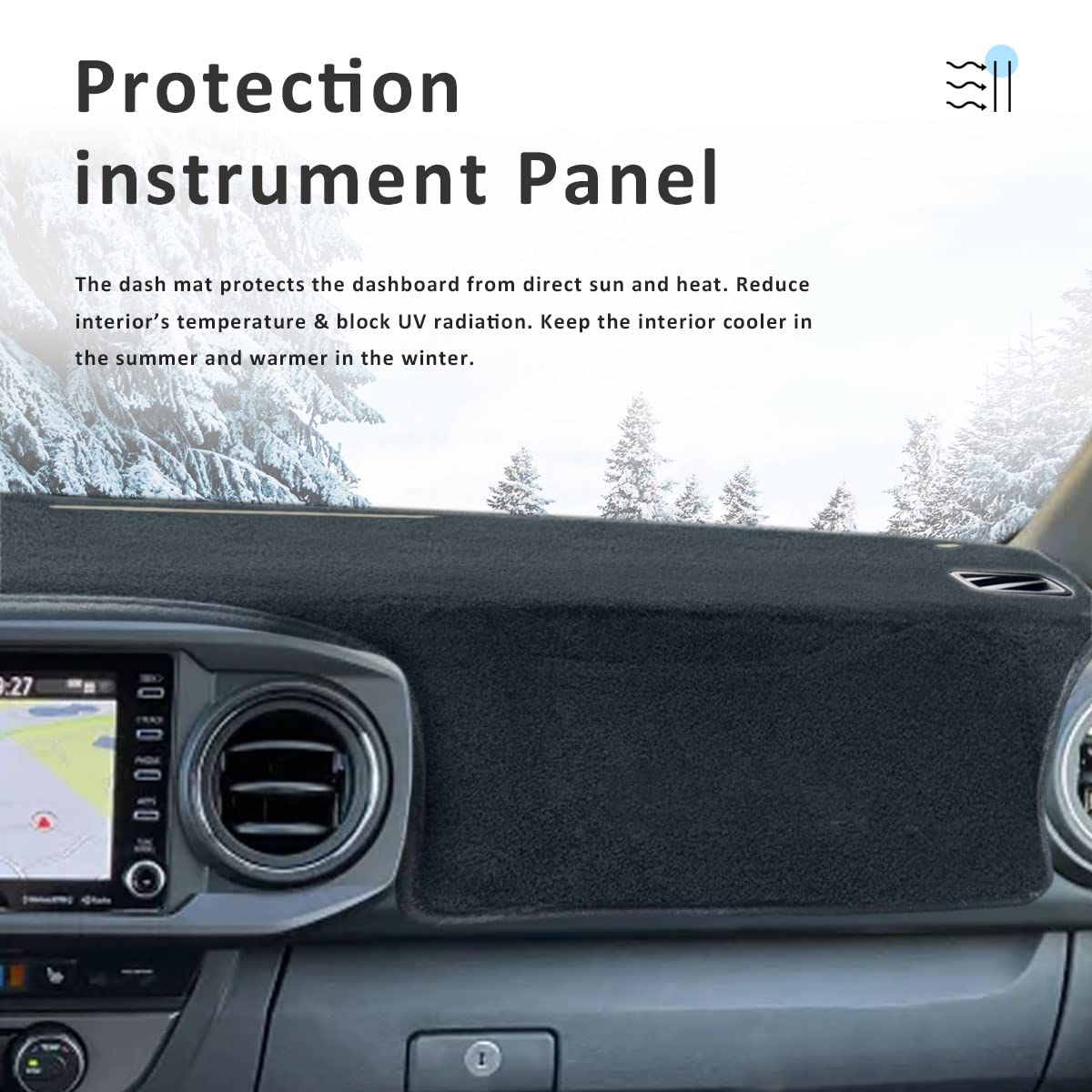 auovo Dashboard Cover Mat Compatible with Toyota Tacoma 2016 2017 2018 2019 2020 2021 2022 2023 Anti-Slip Dash Cover Dash Carpet Cover Sunshield Protector