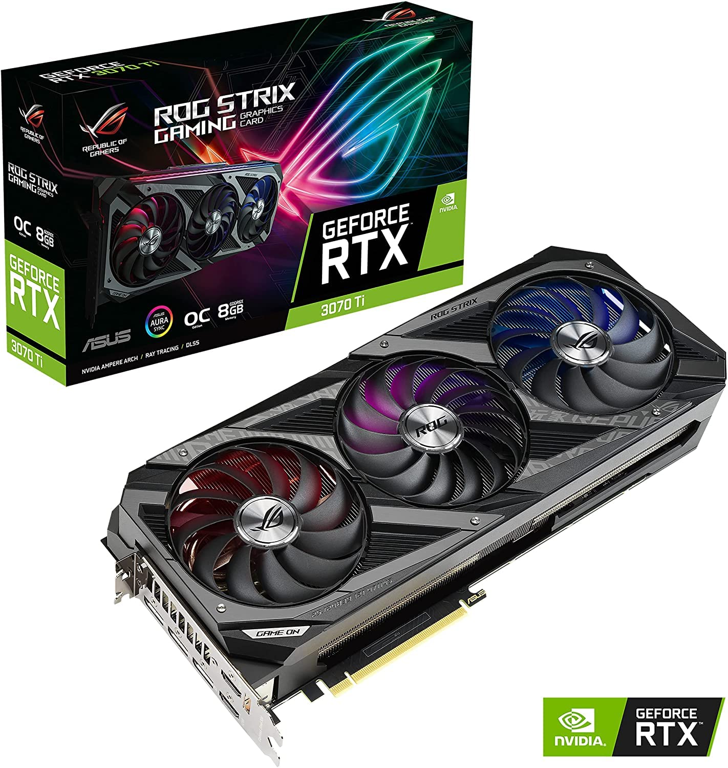 ASUS ROG Strix NVIDIA GeForce RTX 3070 Ti OC Edition Gaming Graphics Card (PCIe 4.0, 8GB GDDR6X, HDMI 2.1, DisplayPort 1.4a, Axial-tech Fan Design, 2.9-Slot, Super Alloy Power II, GPU Tweak II)
