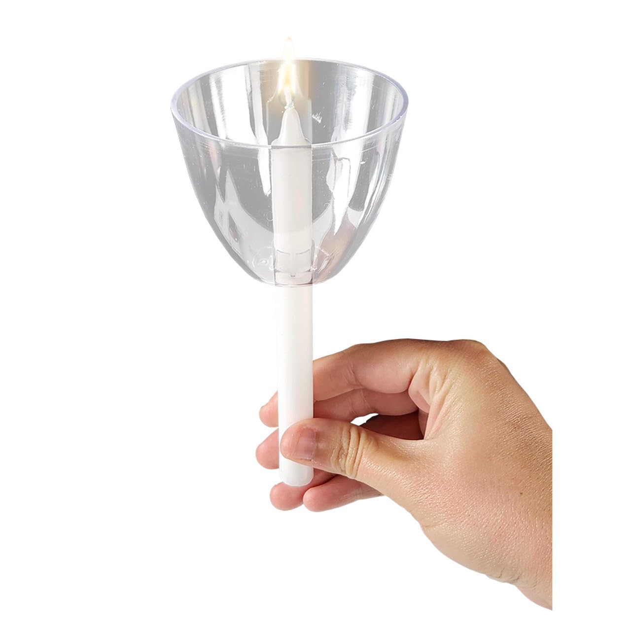 Concordia Supply Candles w/Candle Drip Protectors - 5.75" x 1/2" Candles w/Clear Plastic Shield for Wind & Drip Protection, Ideal for Candle Light, Memorial, & Congregational Services (Set of 100)