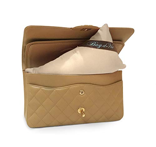 Bag-a-Vie Handbag Shaper Pillow – Luxury Handbag Shaper & Purse Shapers - [Mini] 9” x 4.5” - Fits Flap Bags and Shoulder Bags - Champagne