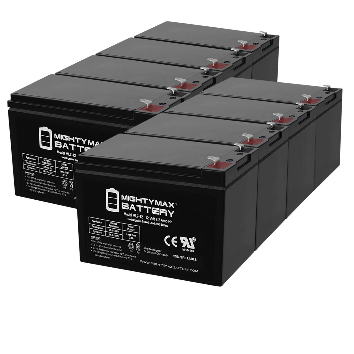 Mighty Max Battery 12V 7Ah Compatible Battery for APC Back-UPS XS1500 XS 1500-8 Pack