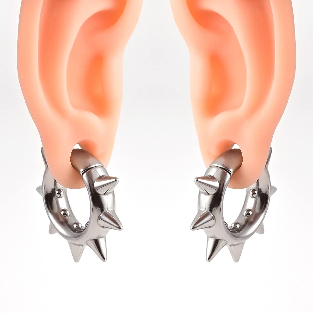 Atomhole 2PCS Spike-Shaped Ear Gauges, Hypoallergenic Ear Hangers Weights for Stretched Earlobe, 316 Stainless Steel Ear Expander Body Piercing Tunnel Plug Jewelry
