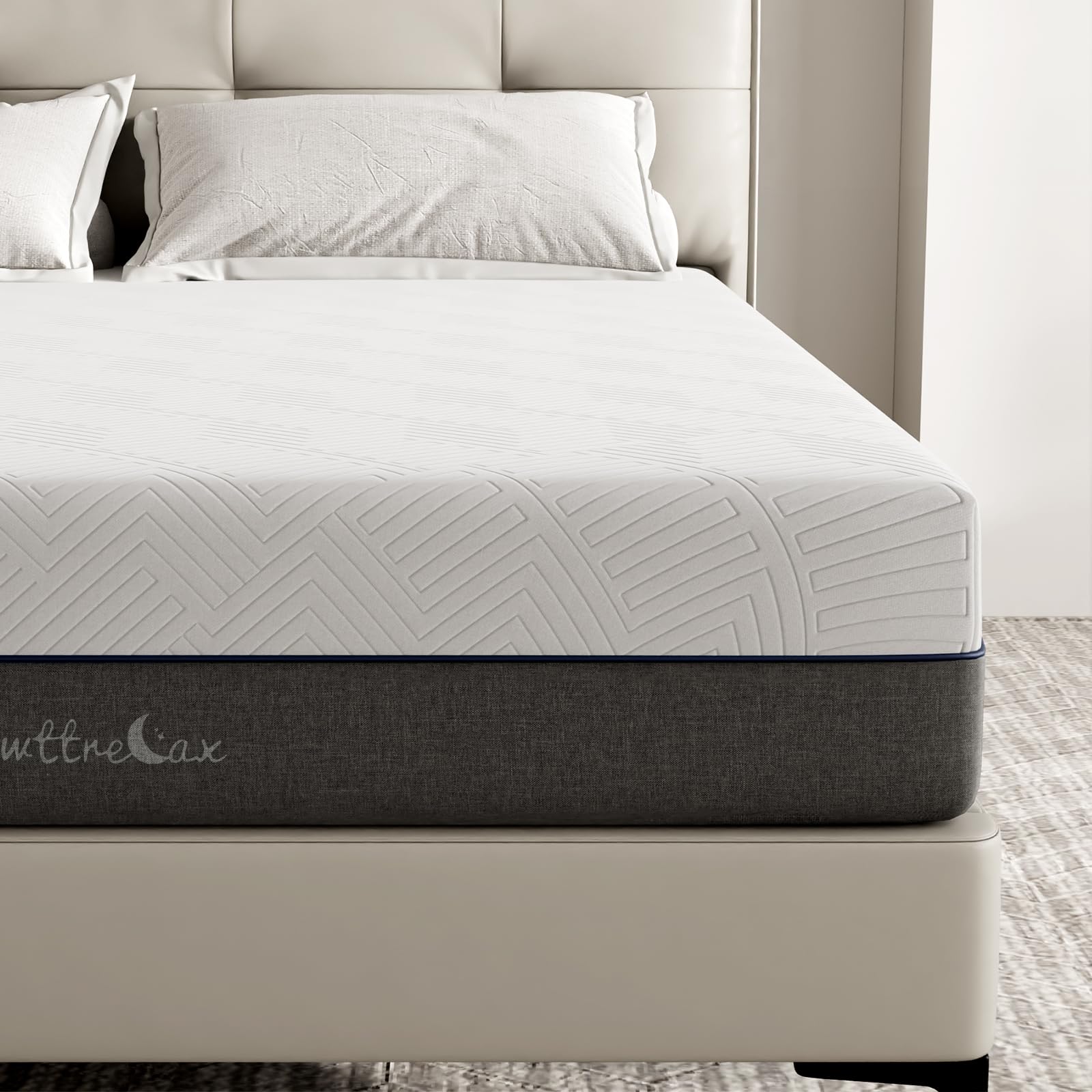 wowttrelax Twin Size Memory Foam Mattress 10 inch, 39''x75'', 2 Layer for More Supportive and Pressure Relief, Medium Firm, Soft Removable Cover Mattress Grey White