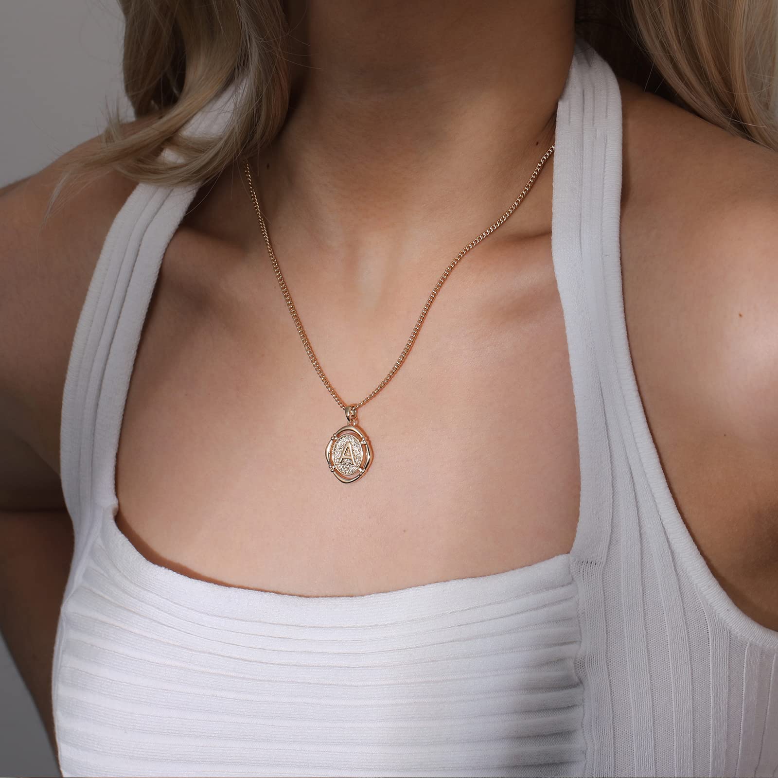 Ascona A Initial Layered Necklaces for Women, Dainty Simple Trendy Gold Plated Multi Layered Layering Letter Alphabet Pendant Chain Necklace