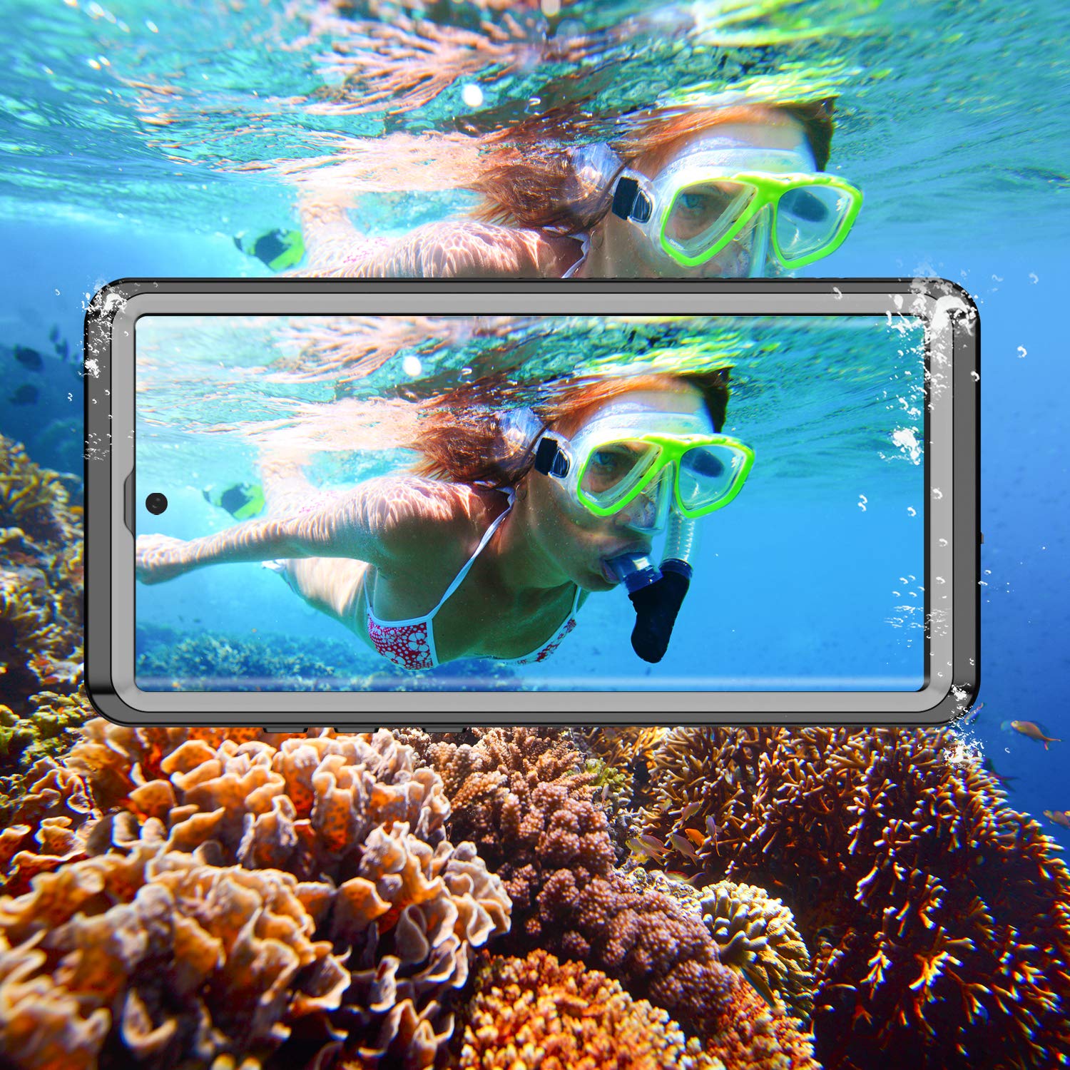 ANTSHARE Galaxy Note 10 Waterproof Case,Note 10 Case Built in Screen Protector 360°Full Body Protective Shockproof Dirtproof Sandproof IP68 Underwater Waterproof Case for Note 10(Clear Black)