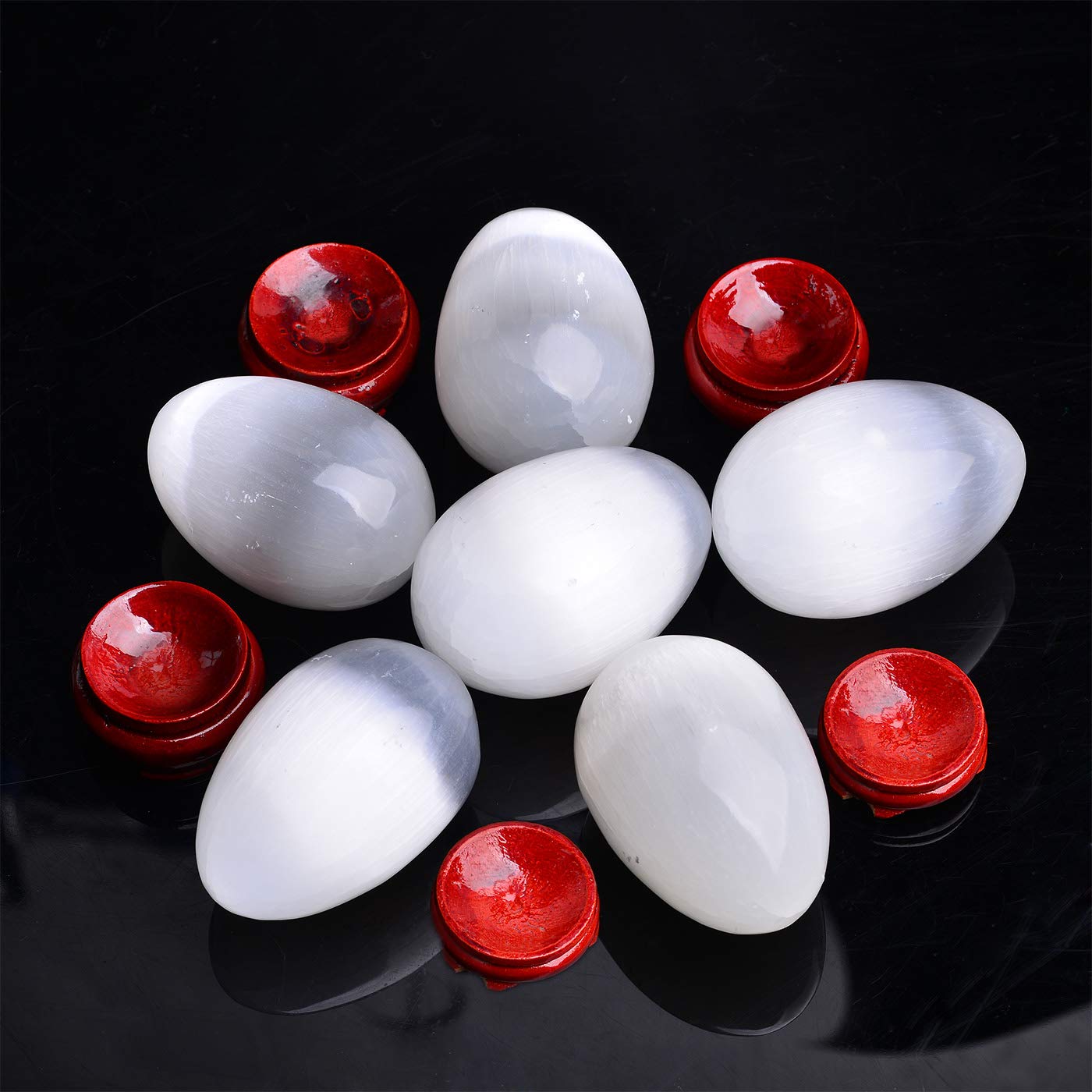AMOYSTONE 6 Pcs Selenite Crystal Skyscraper Tower Stones White Morocco for Healing, Reiki, Home Decor 2 Inches Height