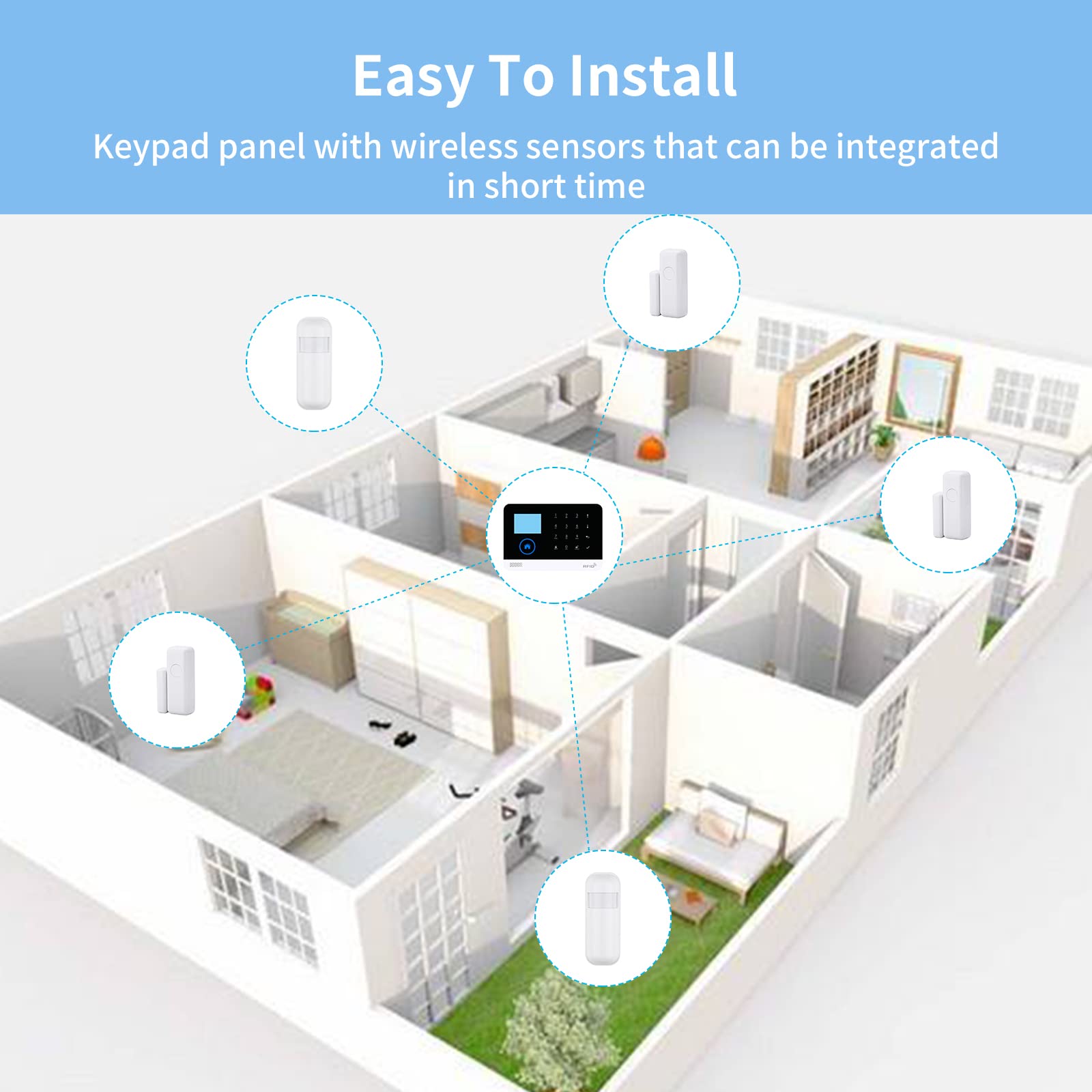 Burglar Alarm System for Home, DIY 4G WiFi Wireless Security Alarm Kit with GSM and Free APP