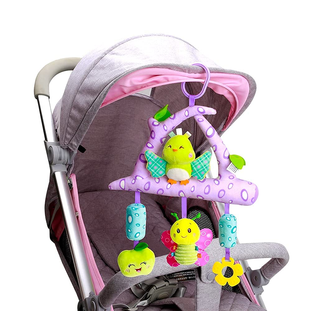 Baby Hanging Toy for Stroller and Crib, Activity Plush Baby Car Seat Crib Travel for Babies, Sensory Learning & Development Toy (Style2)
