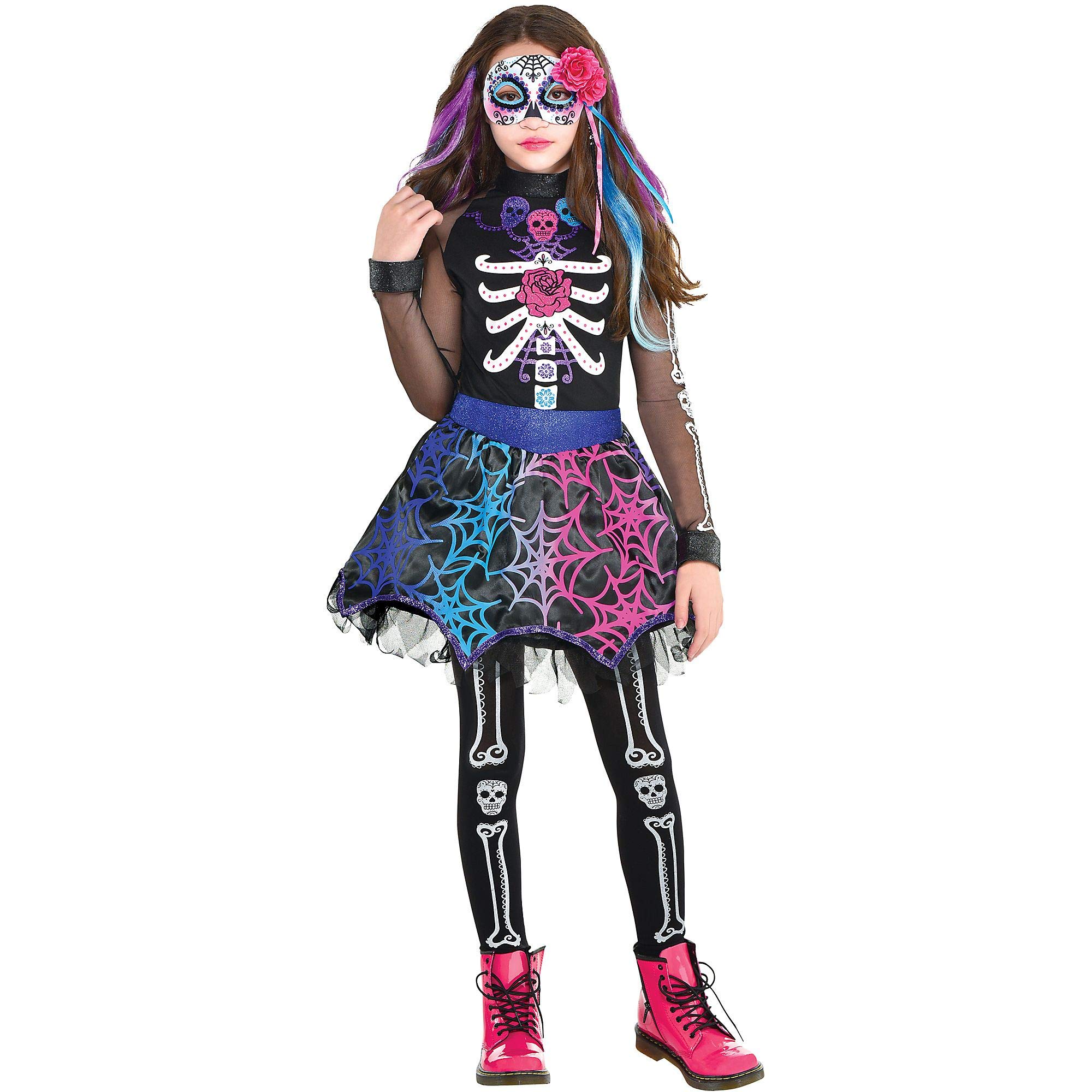 amscan Girls Day of The Dead Costume, Large (12-14)- 3 pcs, Multicolor
