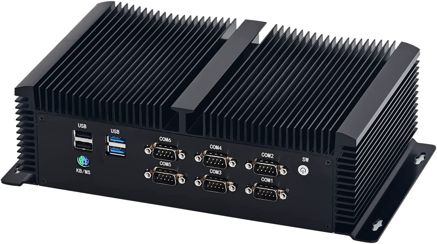 Fanless Industrial Computer Mini PC Intel Core i7 10870H Processor 32GB DDR4 Ram 1TB M.2 2280 SSD 3xHD 8xUSB 6xCOM Intel UHD Graphics Windows 10 Pro WOL PXE