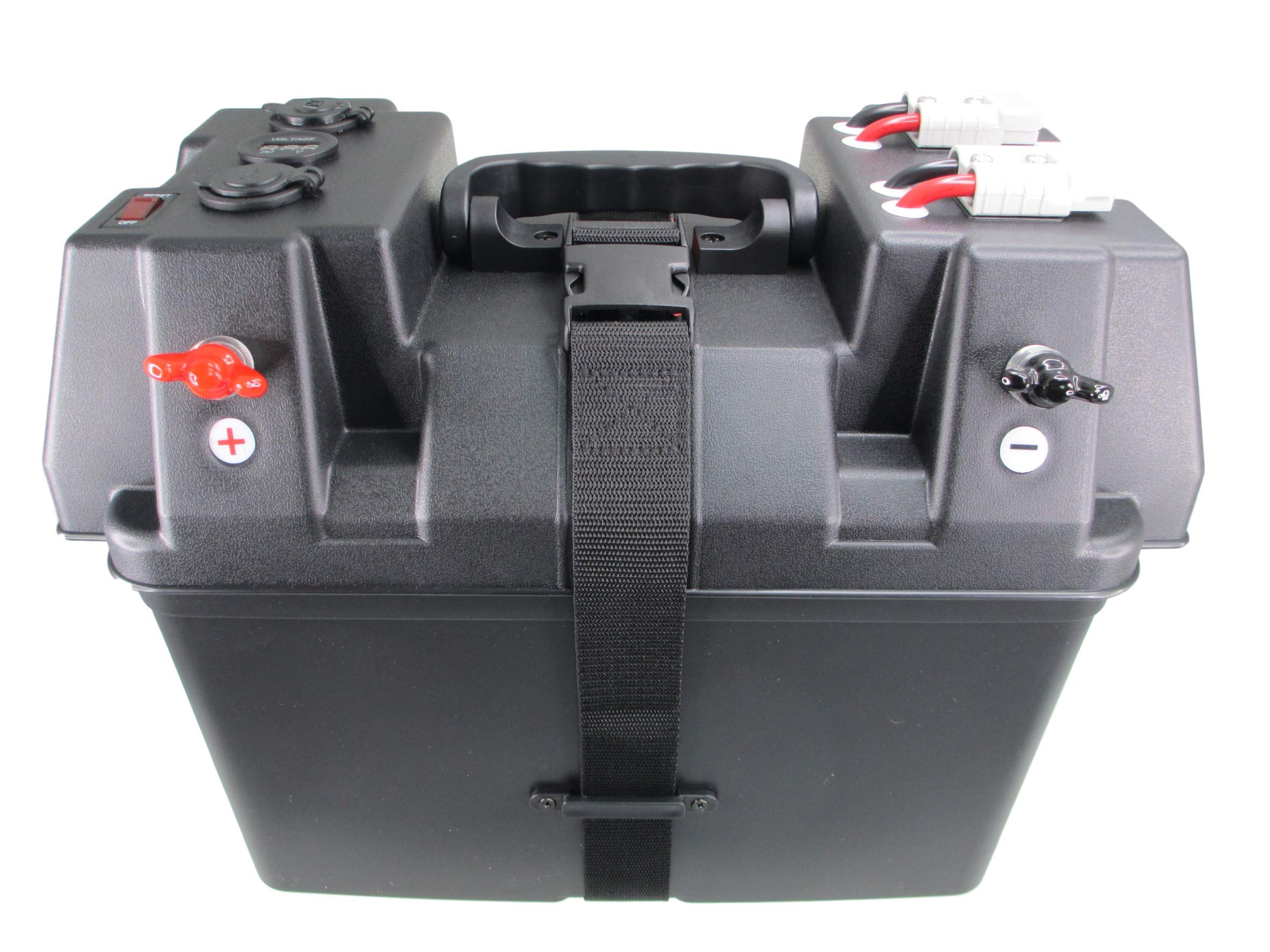 Pactrade Marine RV Battery Box Anderson Connector Dual USB Power Voltmeter Gauge