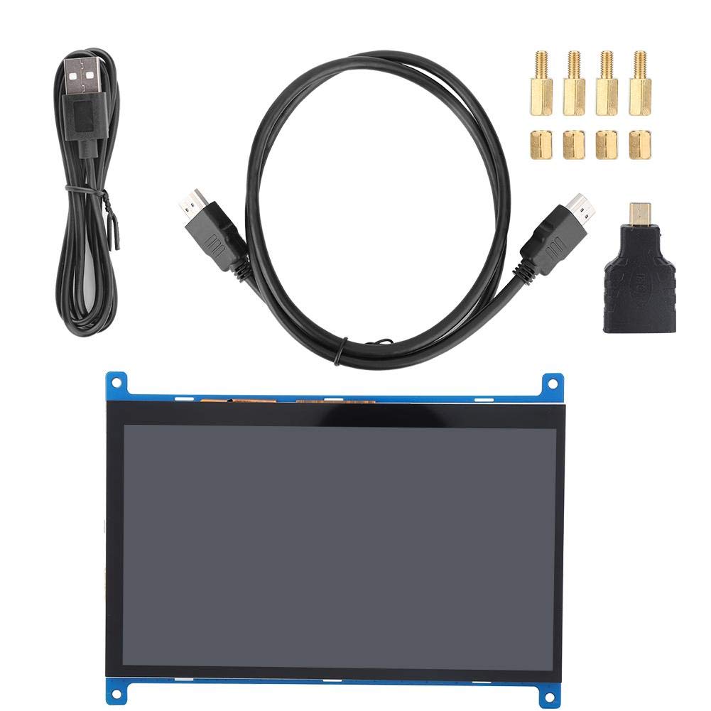 ASHATA 7-Inch 1024 x 600 HD for HDMI TFT Touch Screen HDMI Capacitive Display for Raspberry Pi 4B/3B,Windows 10 8 7 Monitor