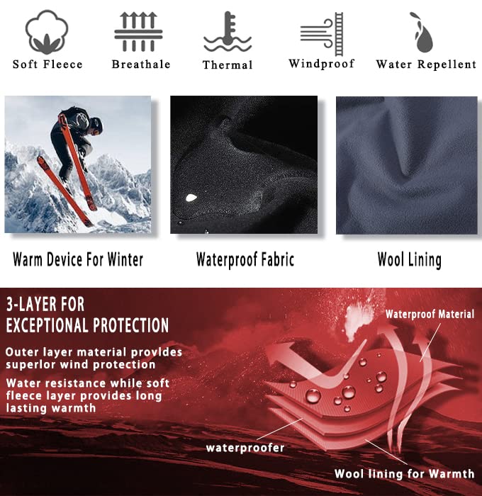 Apotemis Womens Snow Ski Pants Waterproof Windproof Fleece Lined Warm Hiking Insulated Pants Black M