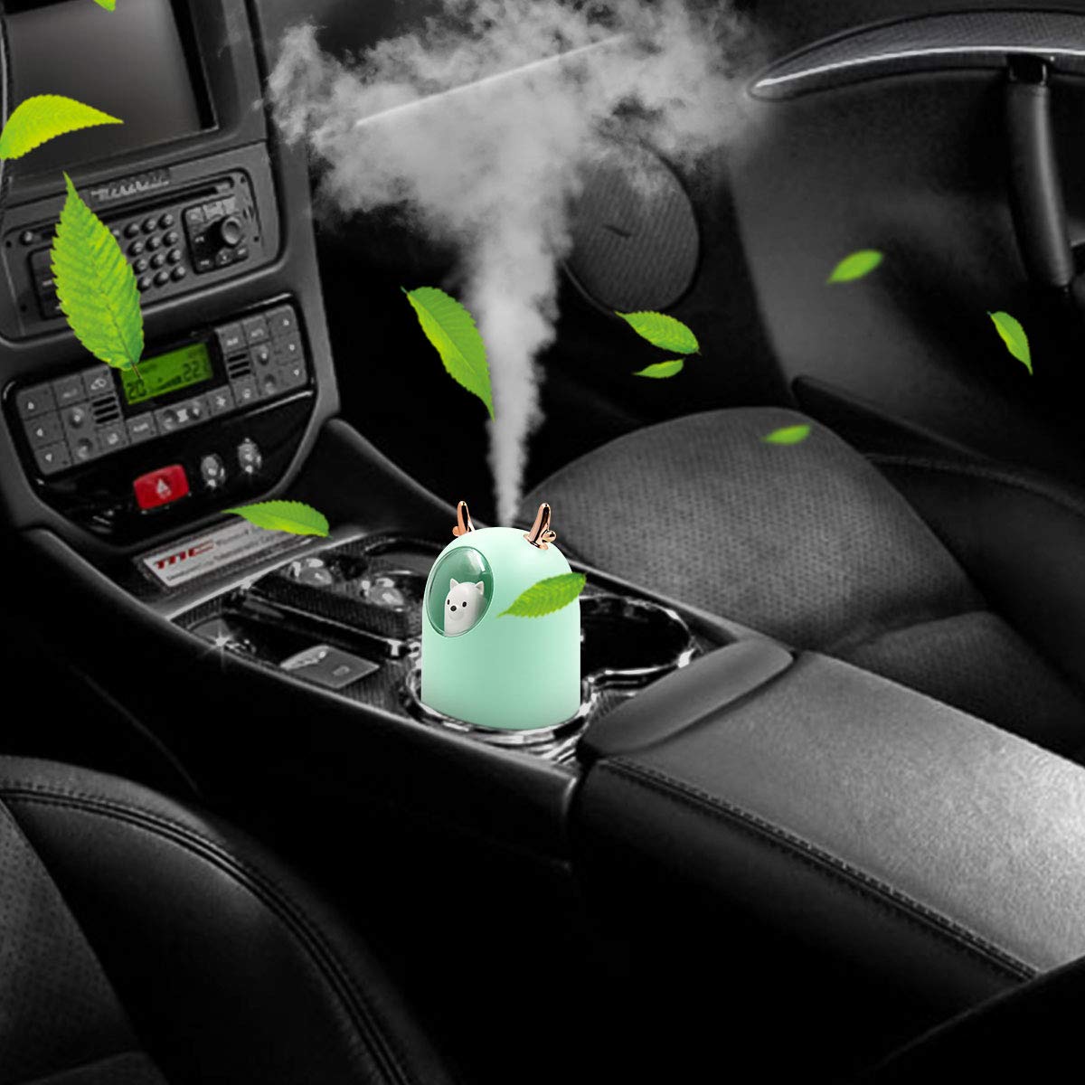 AmuseNd Portable USB Cool Mist Humidifier, 300ML Mini Atomization Humidifier with 7 Kinds of LED Light Conversion, Desktop Ultrasonic Air Humidifier Suitable for Kids, Baby, Offices, Bedrooms,Dorm