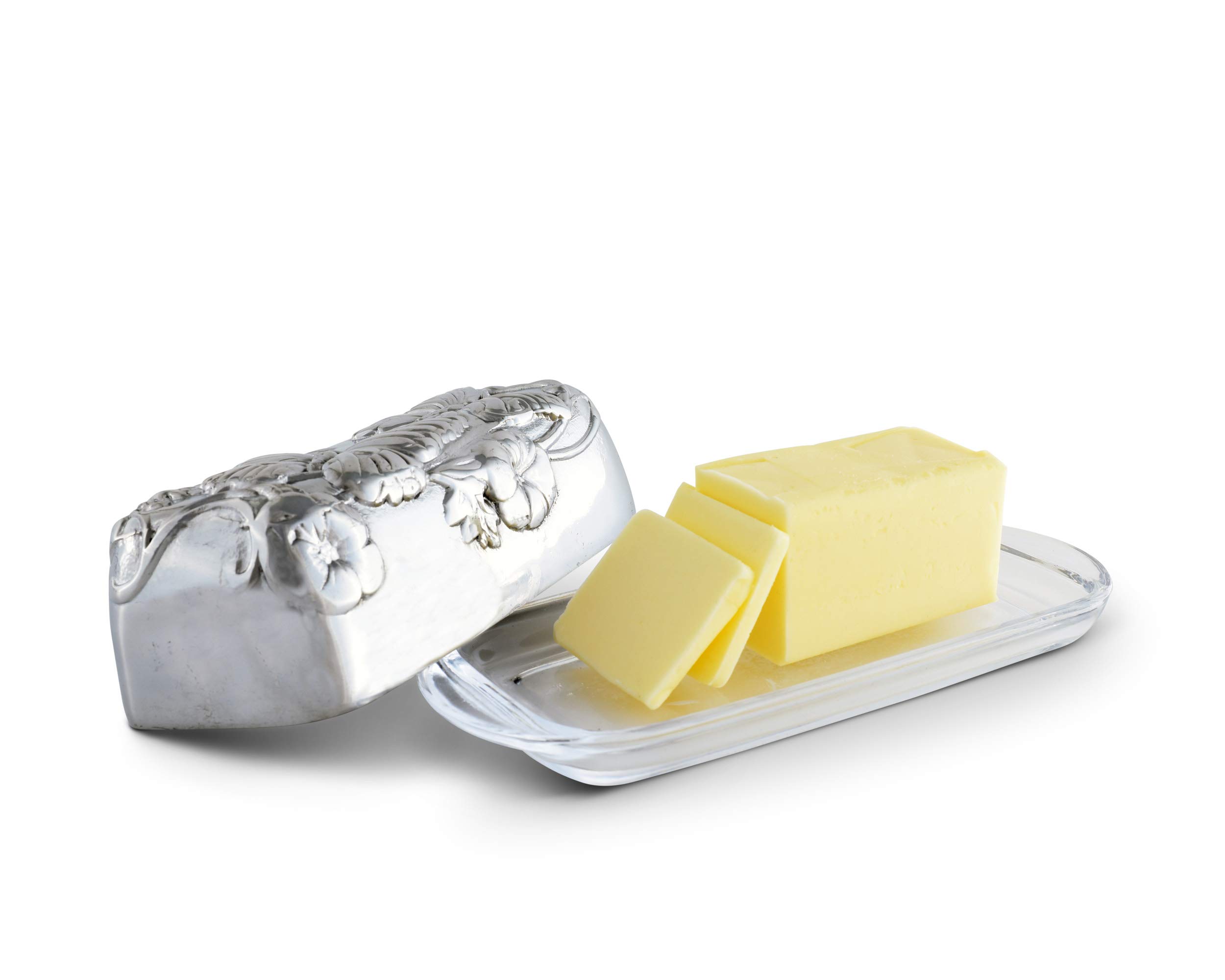 Arthur Court Designs Aluminum Butterfly Covered Butter Cream Cheese Dish Container Keeper with Glass Dish 7 inch Long