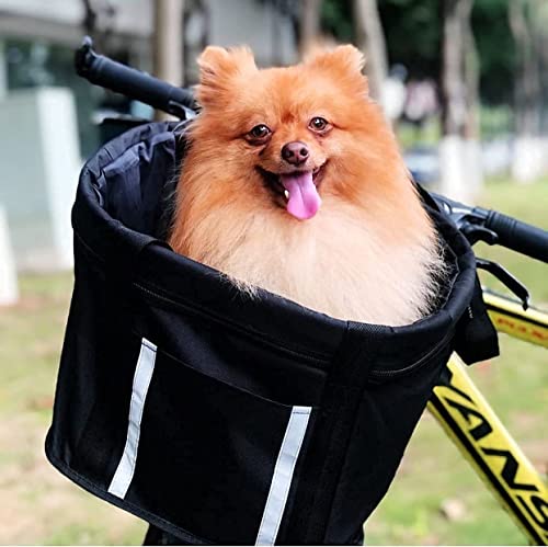 ANZOME Bike Basket, Multi-Purpose Bicycle Basket Quick Released Dog Bike Basket Folding Detachable Front Basket Easy to Install Handlebar Basket Cycling Basket for Grocery Shopping Picnic Camping