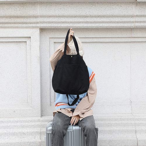 Jeelow Washed Canvas Tote Handbag Shoulder Bag Purse Crossbody With Pockets For Men & Women